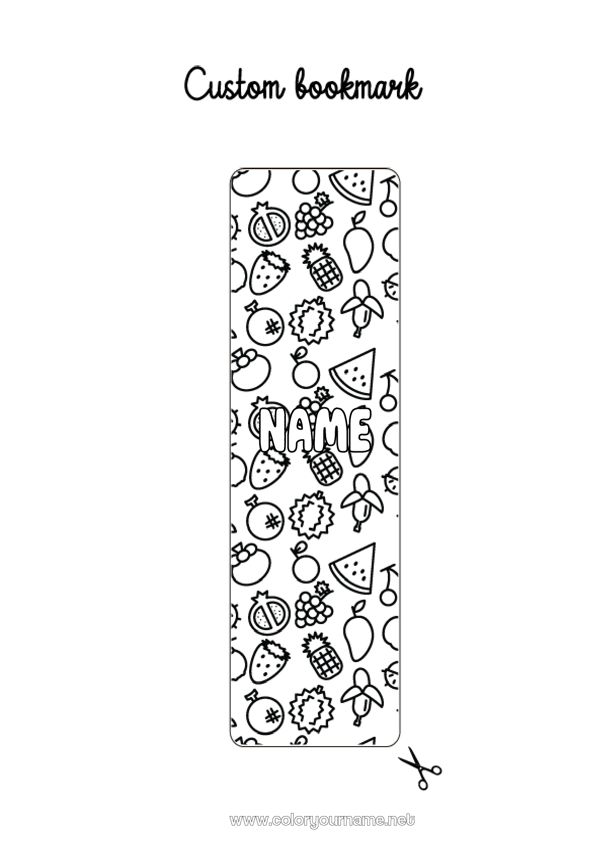 Coloring page No.2644 - Bookmark Pineapple Fruits