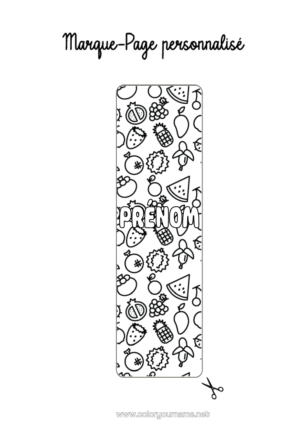 Coloriage N 2644 Marque Page Ananas Fruits