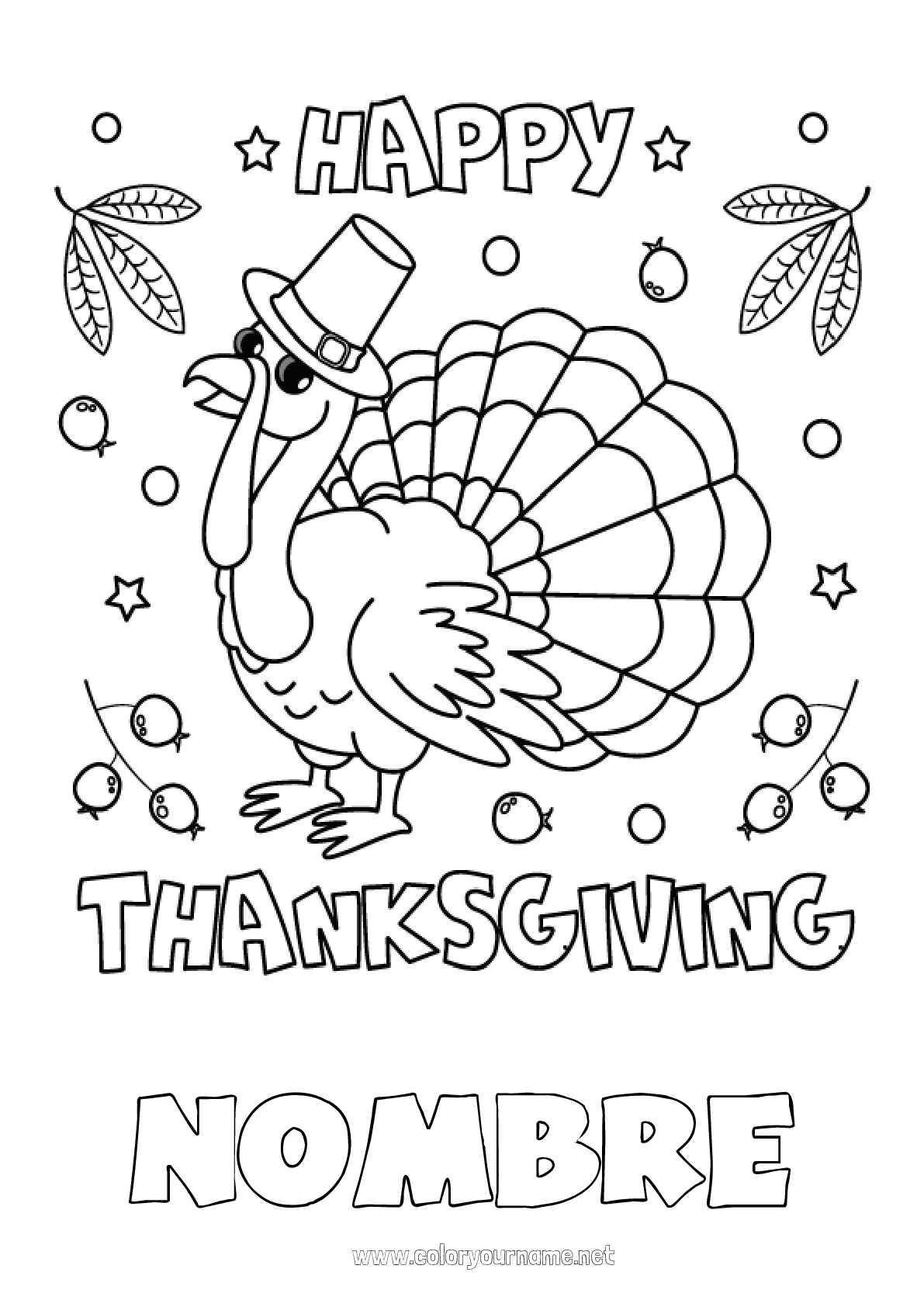 Thanksgiving : 18 dibujos para colorear personalizables gratis para ...