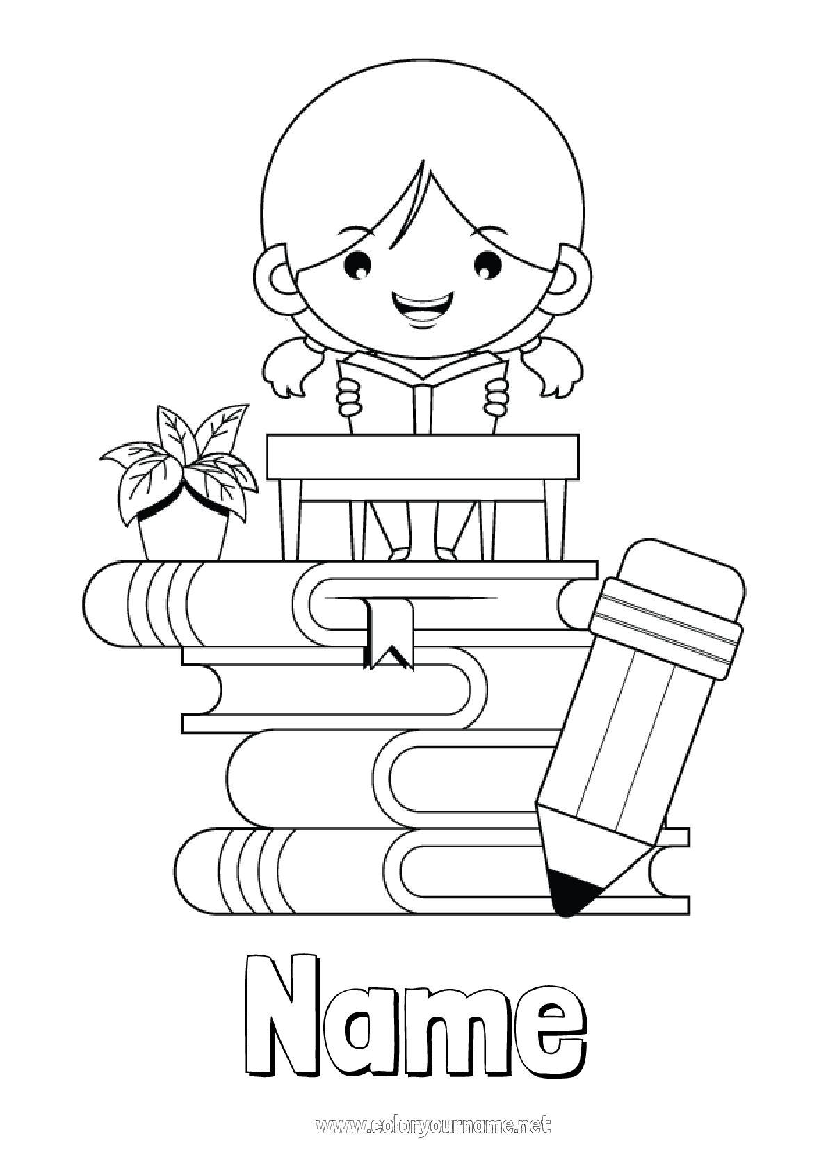 Reading Book Coloring Page