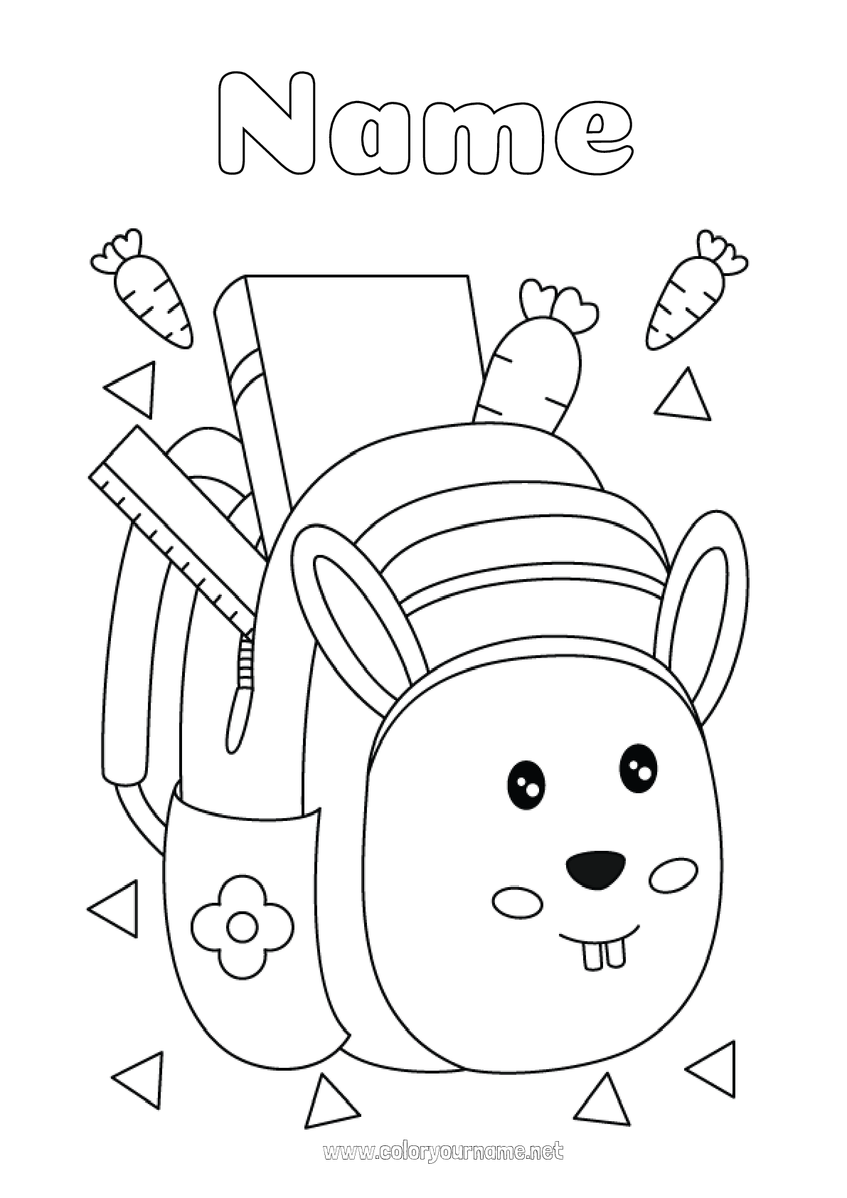 Coloring page No.2660 - Bunny Forest animals Schoolbag