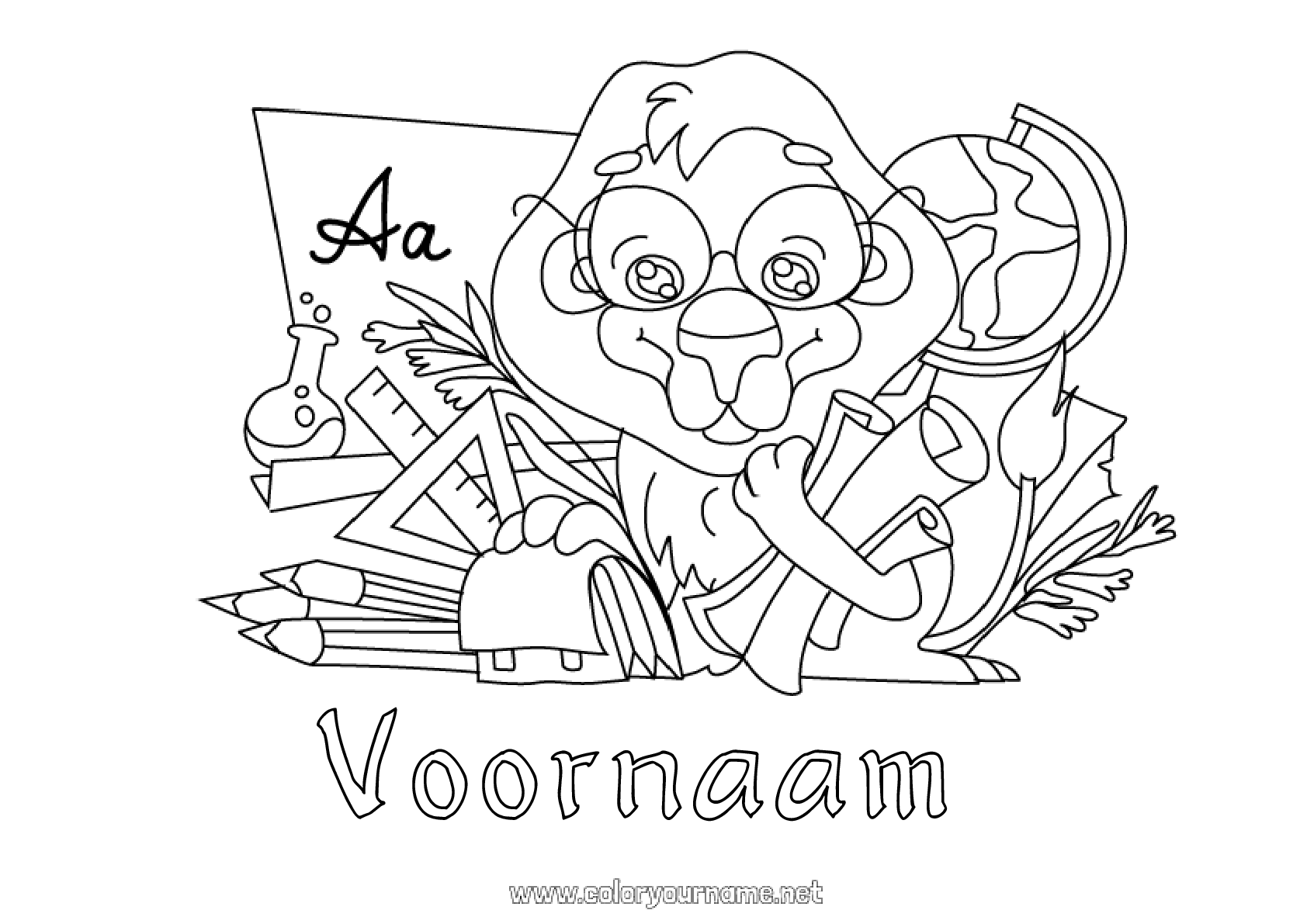 Kleurplaat nr.2664 - Leeuw Juf/Meester School