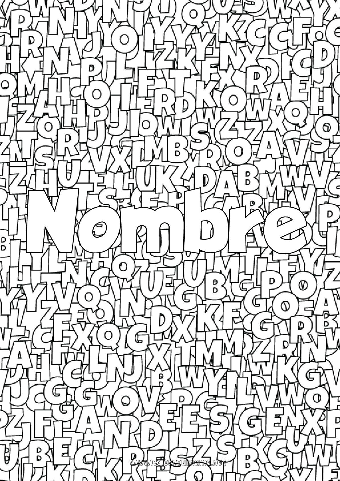 Nº de colorear 2665 - Nombre decorado Alfabeto Fondo decorativo
