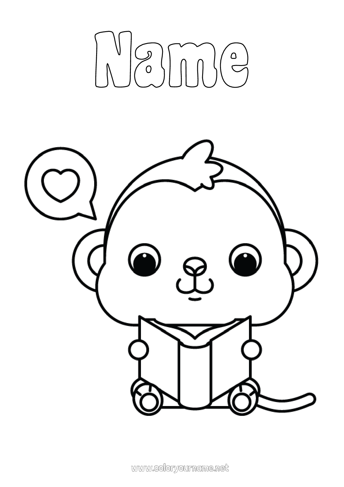 Coloring page No.2669 - Animal Monkey Book