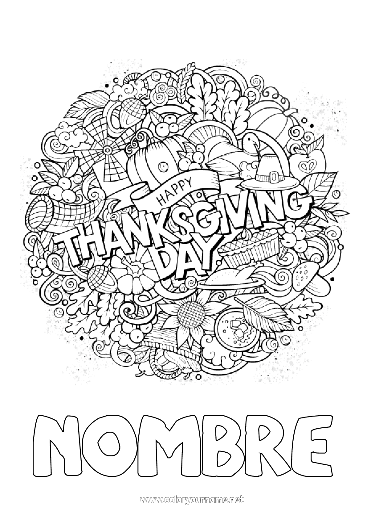 Thanksgiving : 18 dibujos para colorear personalizables gratis para ...