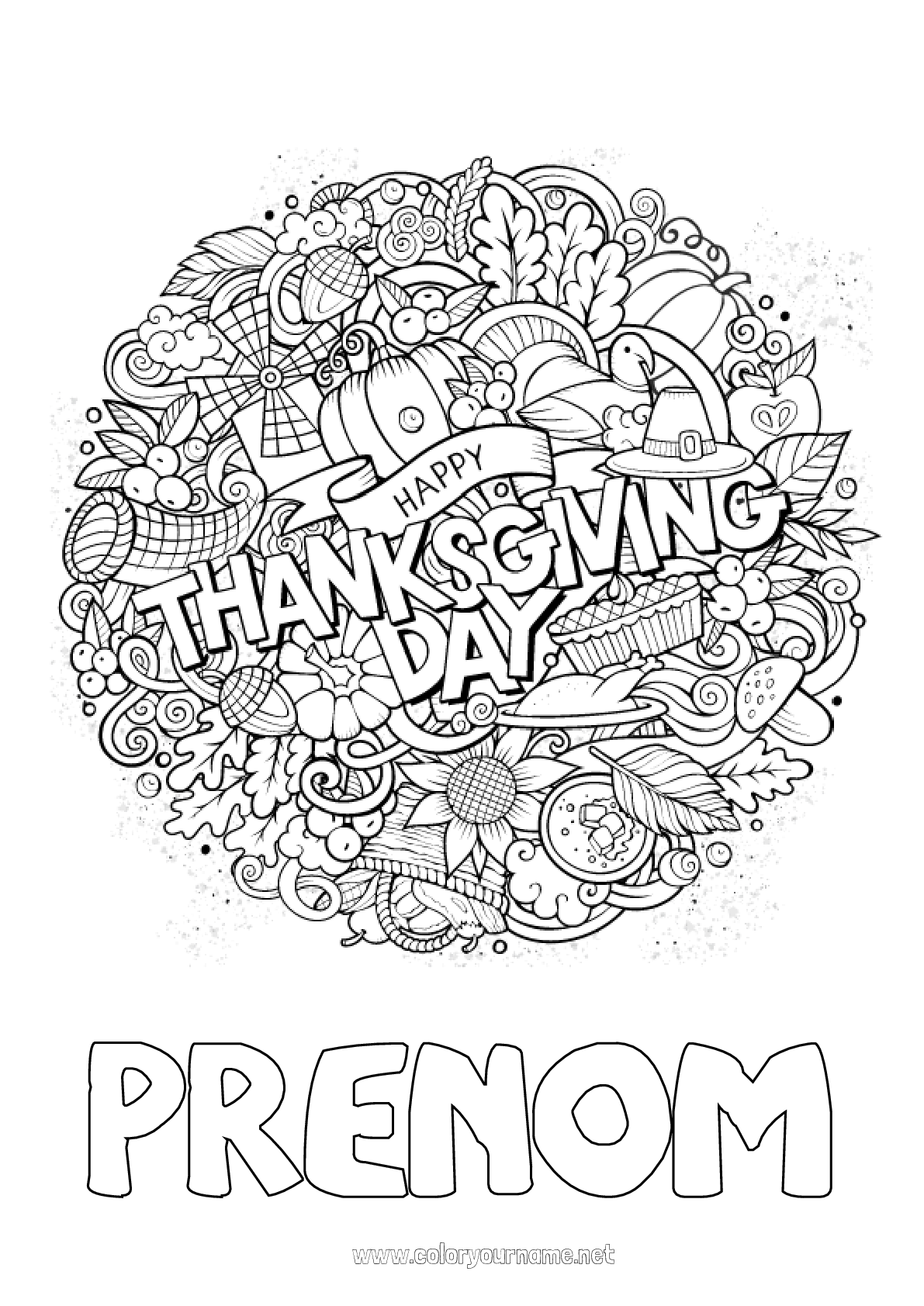 Thanksgiving : 18 coloriages personnalisables gratuits à imprimer - Page 2