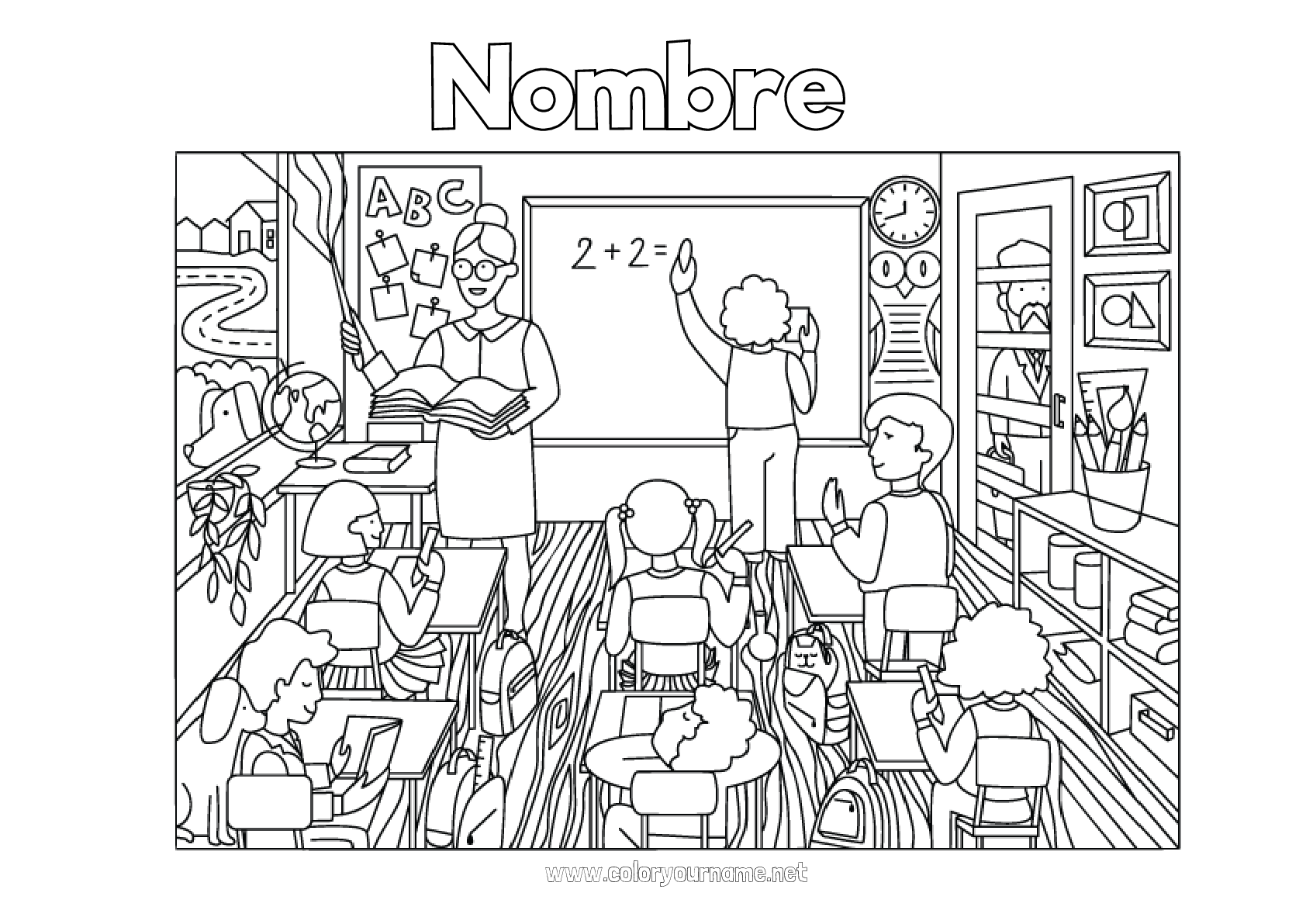 Nº de colorear 2684 - Maestra, Maestro Escuela Dibujos complejos para colorear