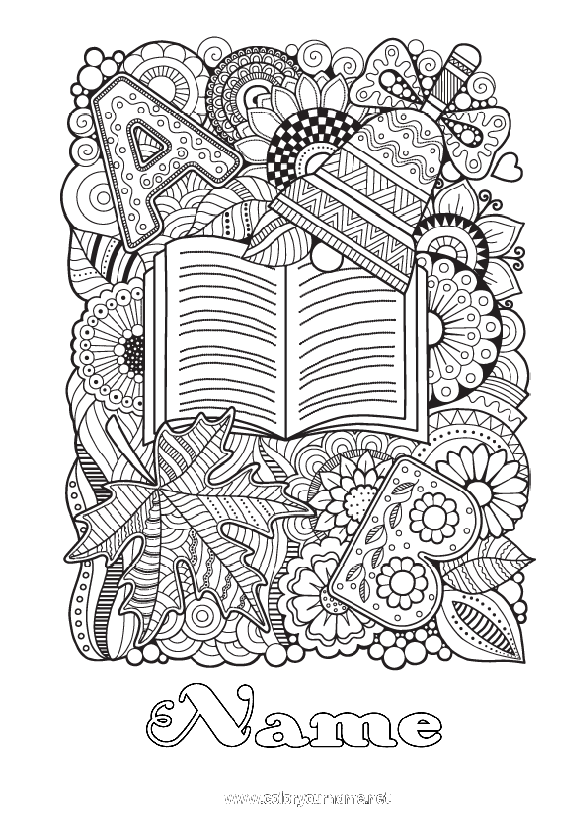 Open Book Coloring Page