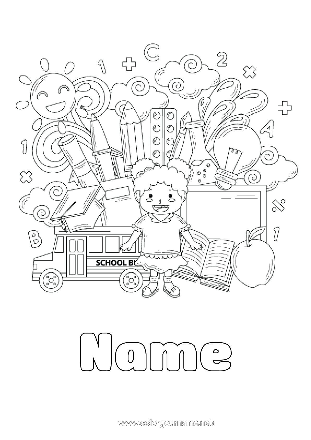 Coloring page No.2693 - Girl Bus, coach Brush