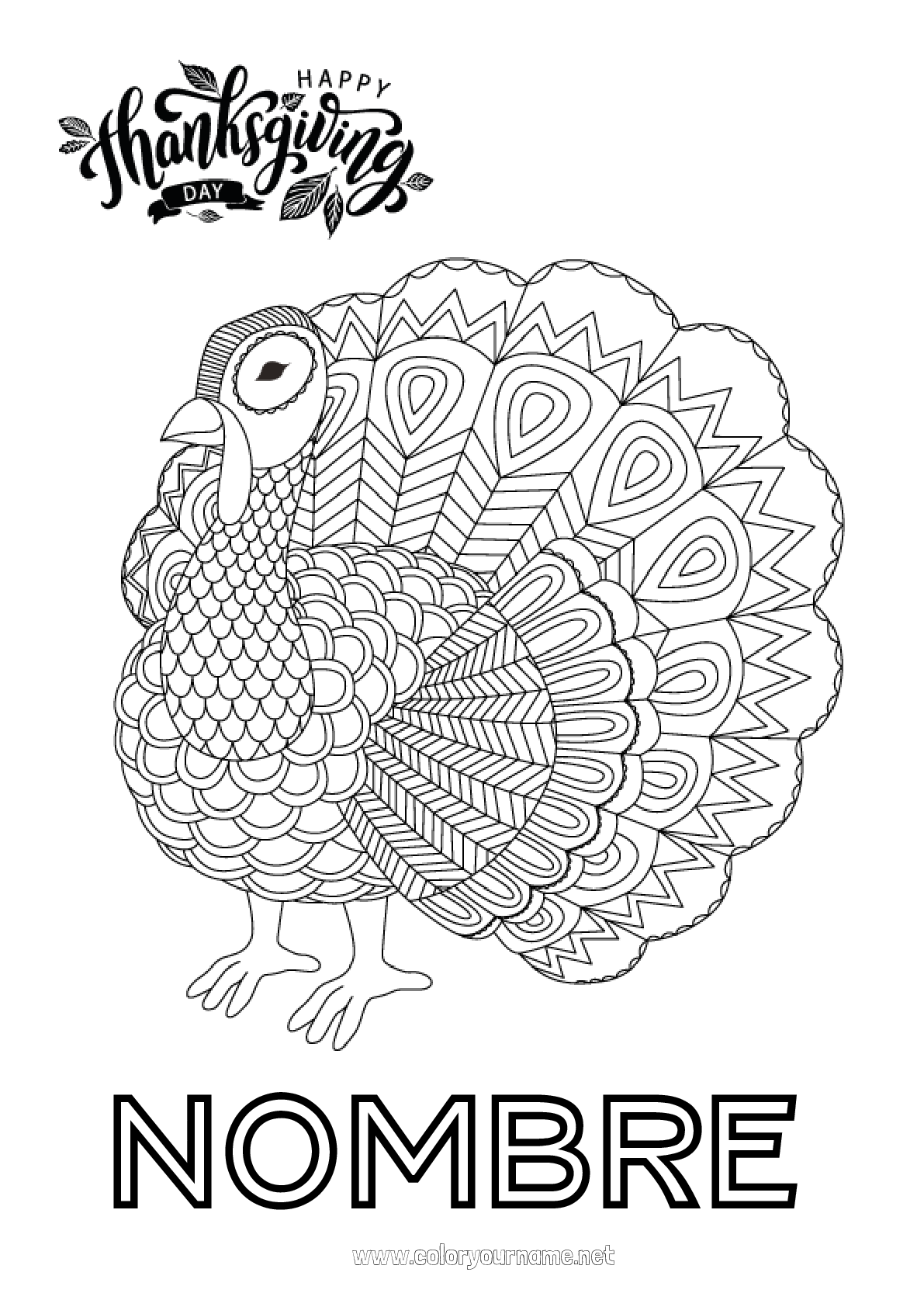 Nº de colorear 269 - Thanksgiving Turquía Mandala