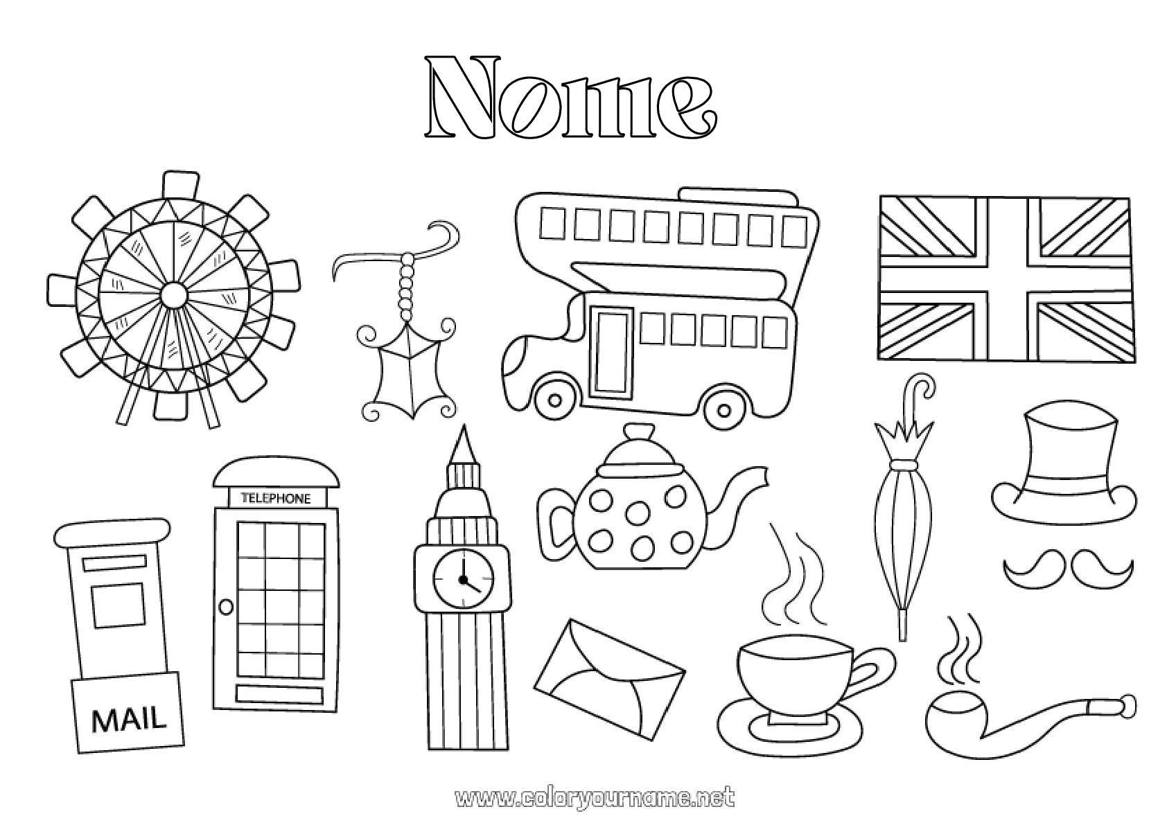 Pagina da colorare n.2712 - Londra Regno Unito Bandiera