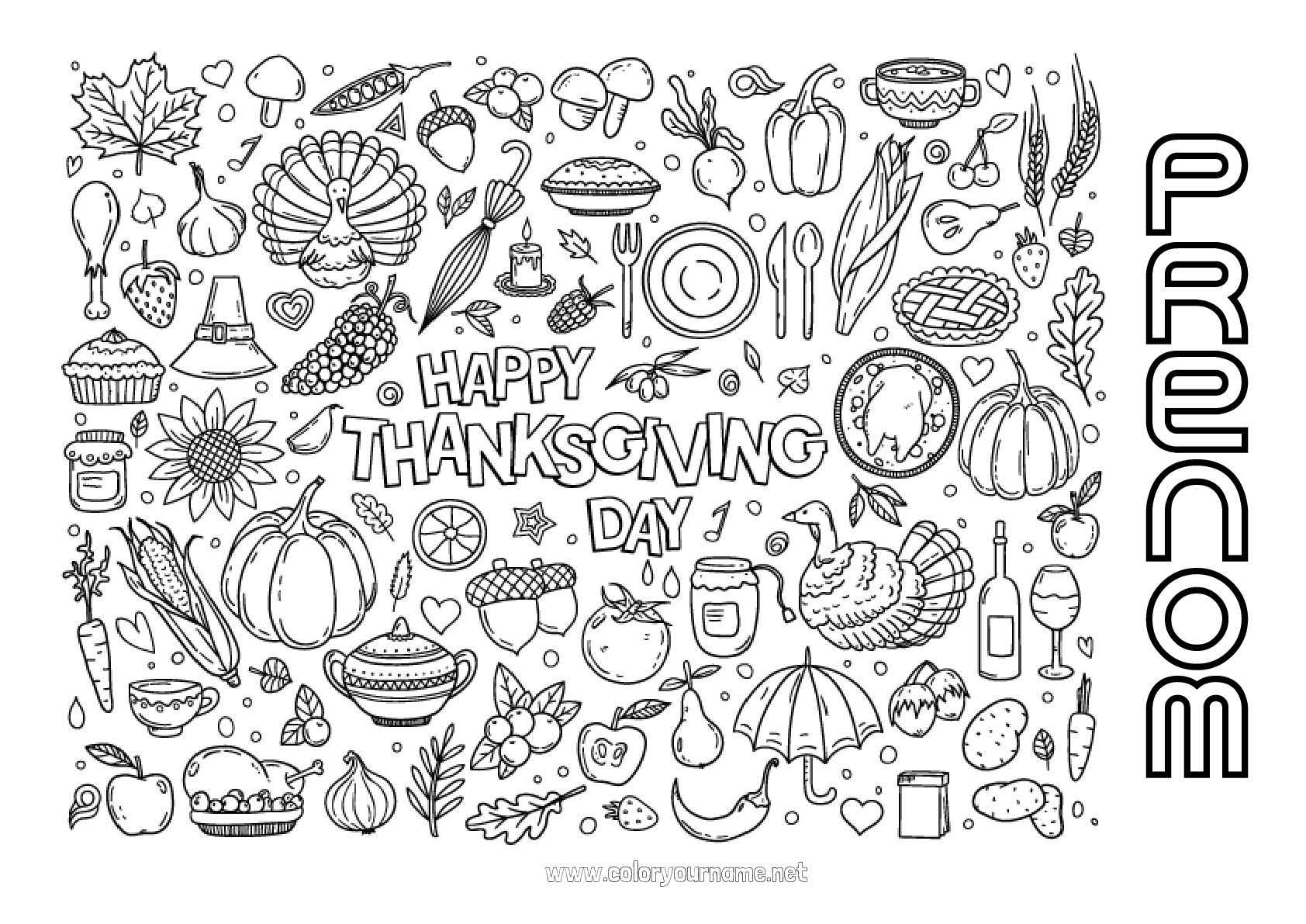 Thanksgiving : 18 coloriages personnalisables gratuits à imprimer - Page 2