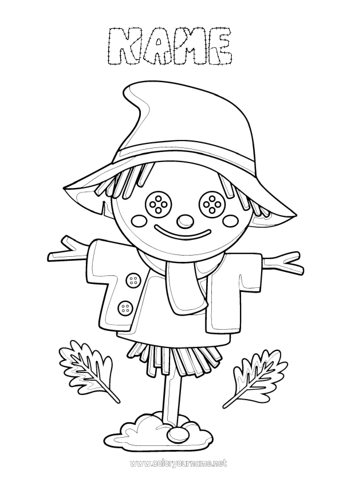 Coloring page No.2723 - Autumn Leaves Scarecrow