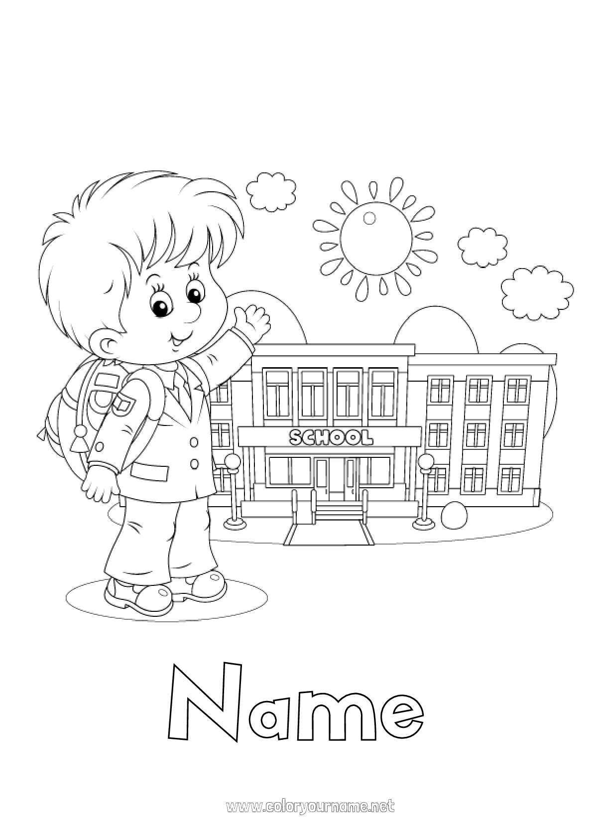 Coloring page No.2728 - Boy School Back to School
