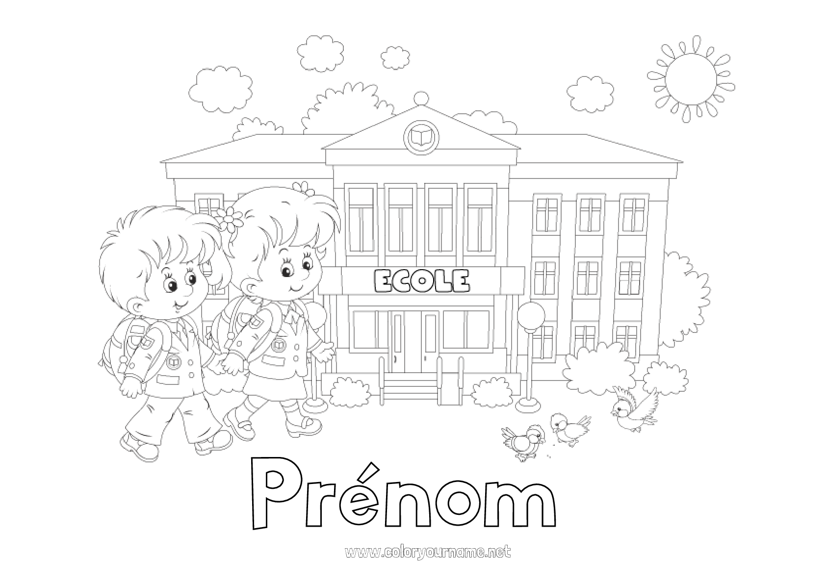 Coloriage n°2730 - École Rentrée scolaire élève