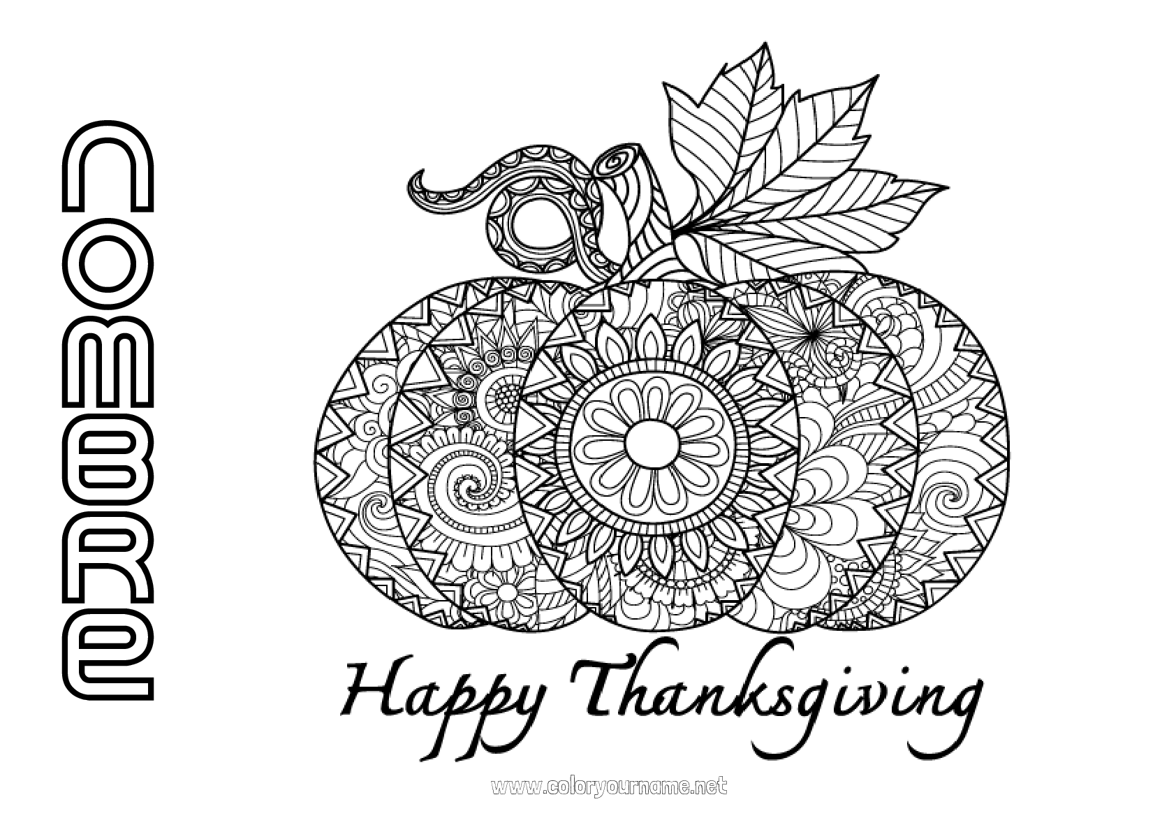 Thanksgiving : 18 dibujos para colorear gratis para imprimir y personalizar