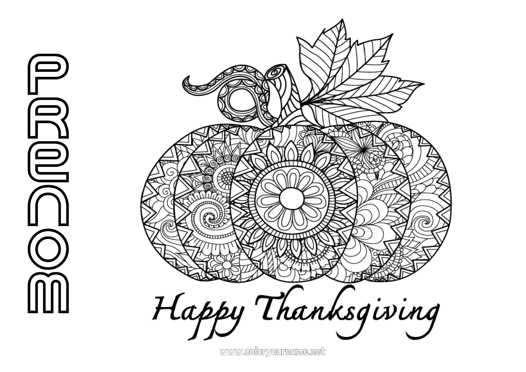 Thanksgiving : 18 coloriages personnalisables gratuits à imprimer