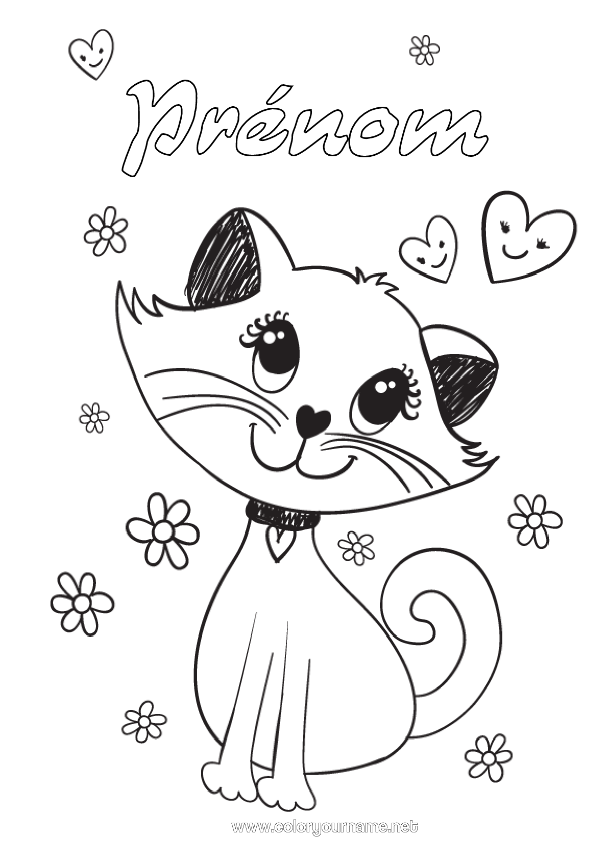 Coloriage n°2761 - Mignon Coeur Chat
