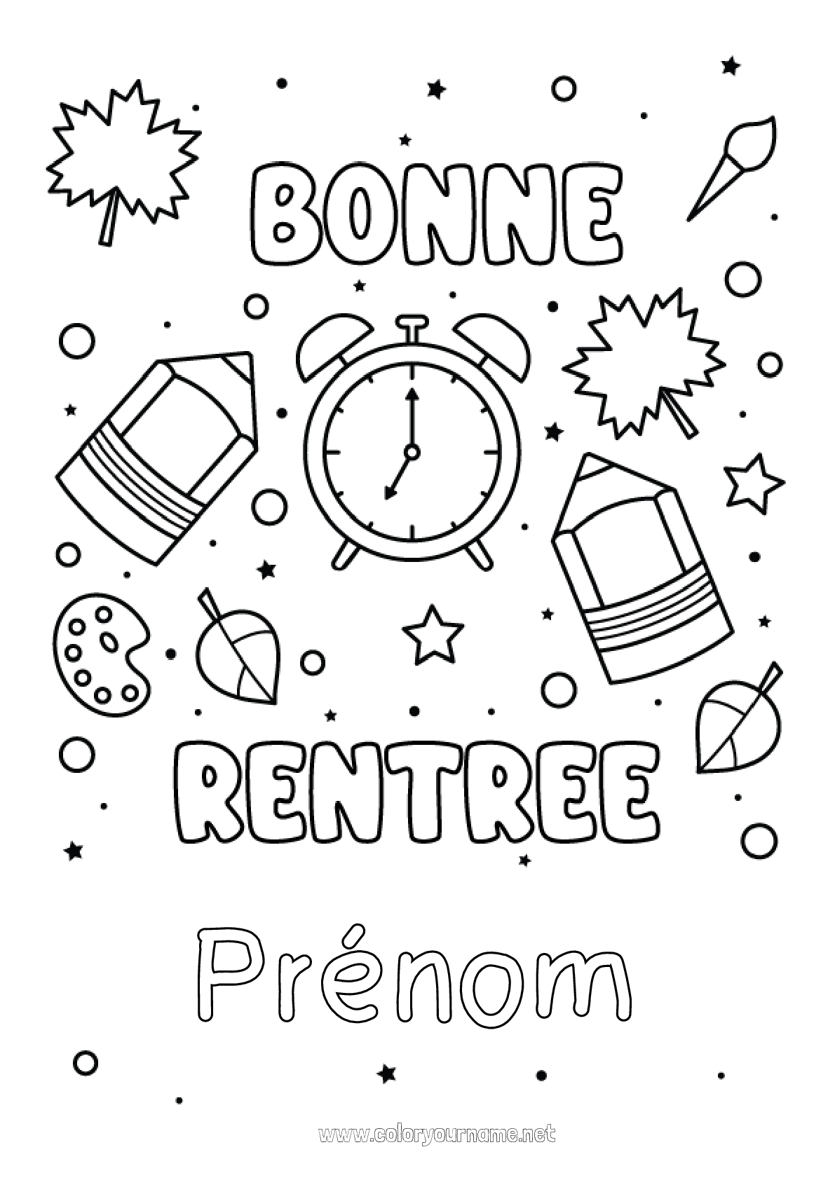 Coloriage n°2762 - Feuilles Crayon Rentrée scolaire