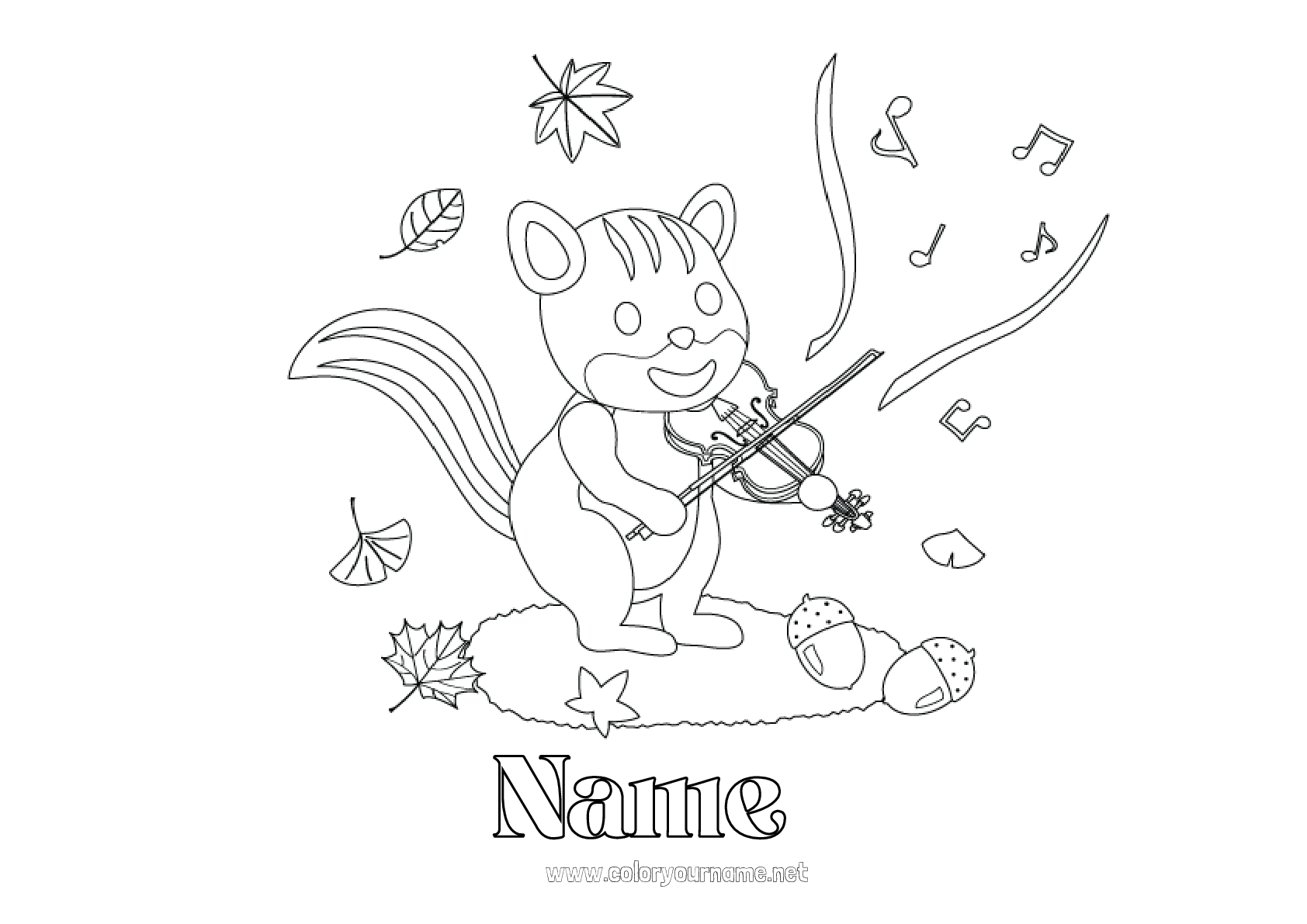 Coloring page No.2779 - Squirrel Autumn Animal