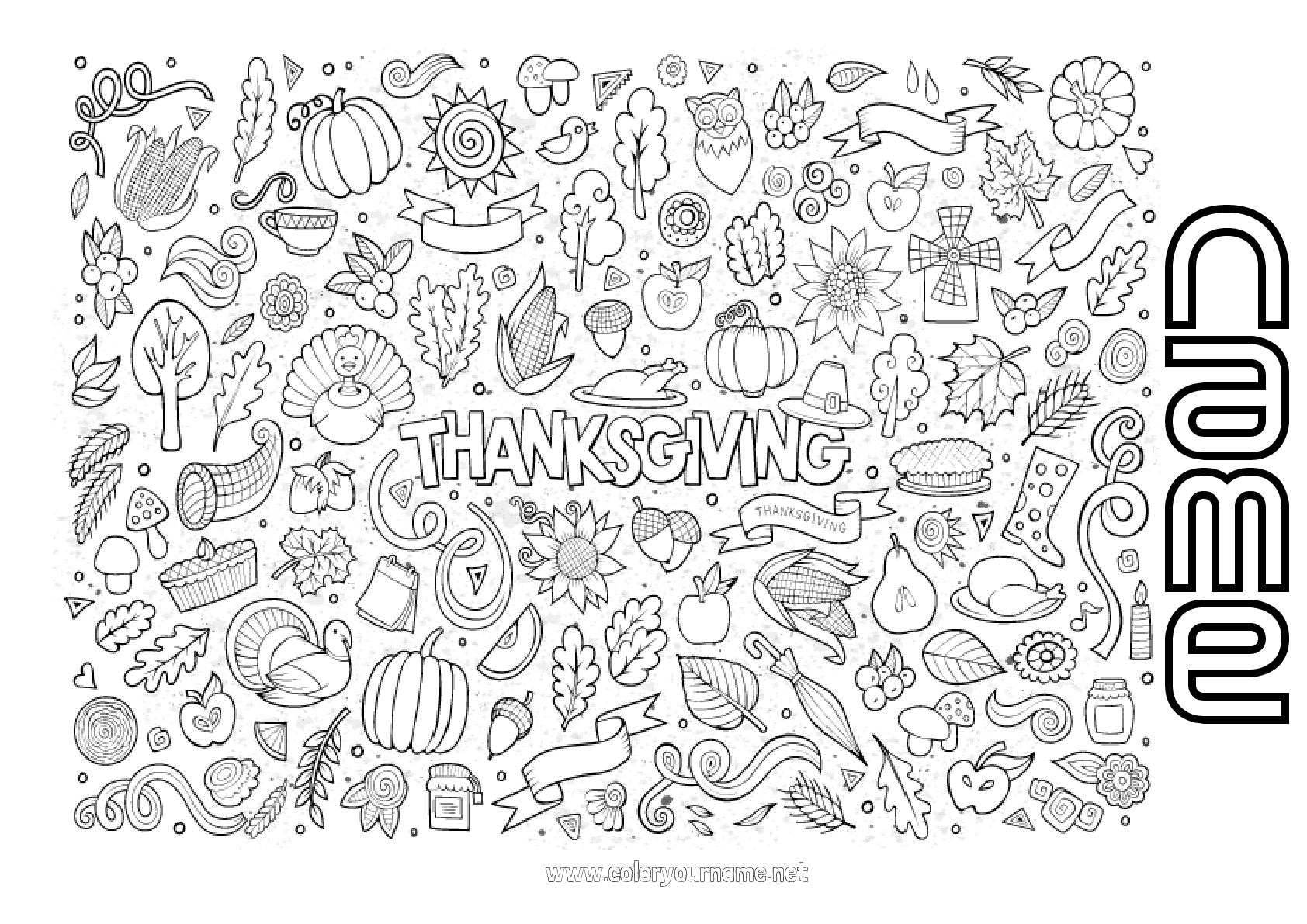 Coloring page No.262 - Pumpkin Thanksgiving Turkey