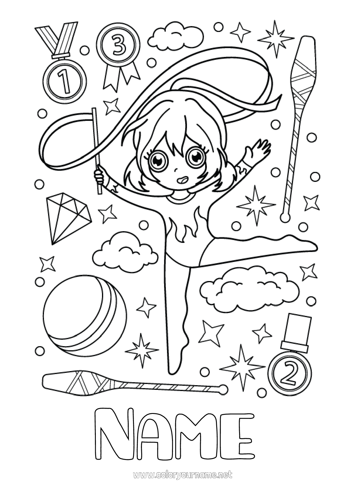 Coloring page No.2782 - Sport Kawaii Gymnastic