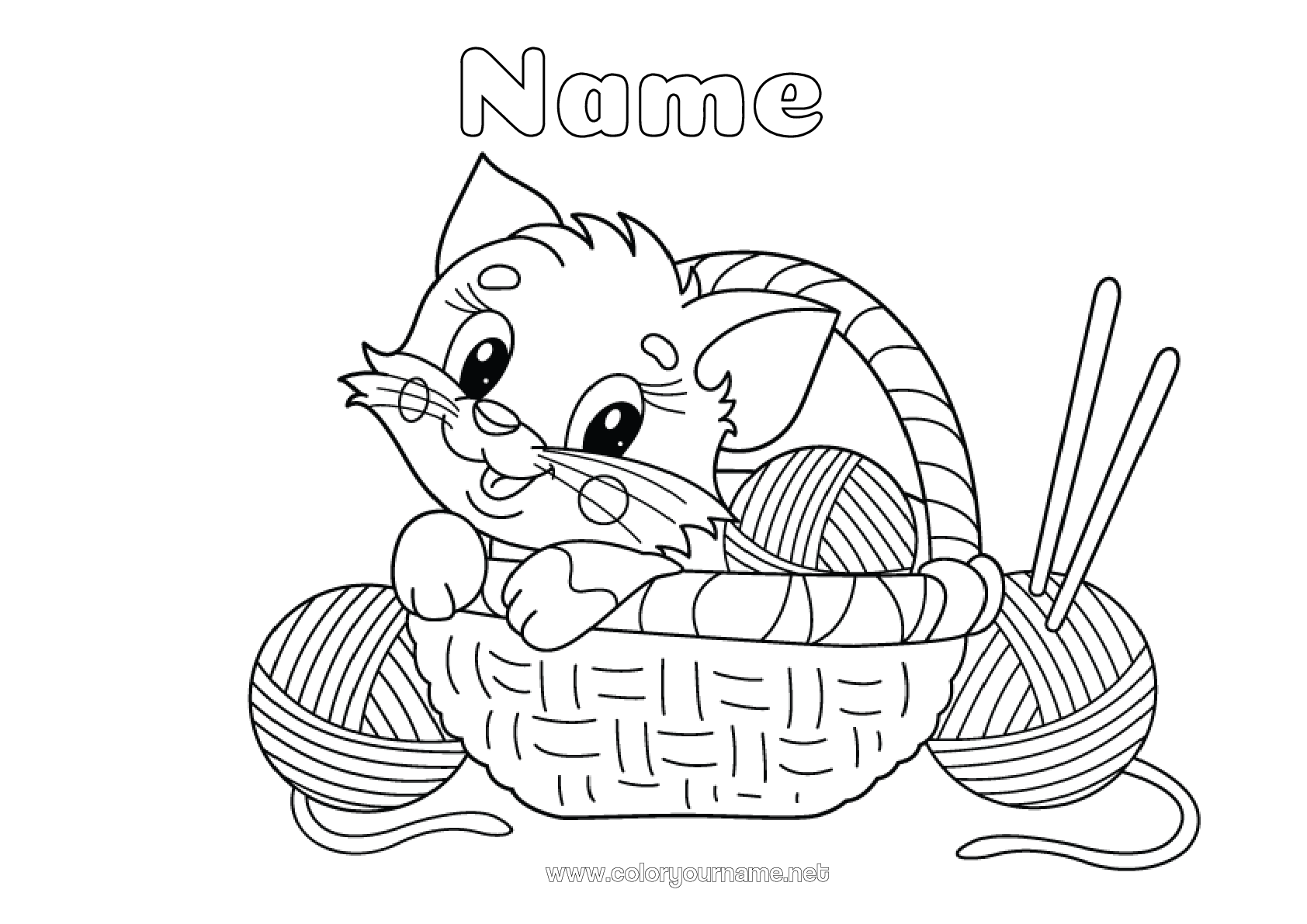 Coloring page No.2789 - Cat Animal Basket