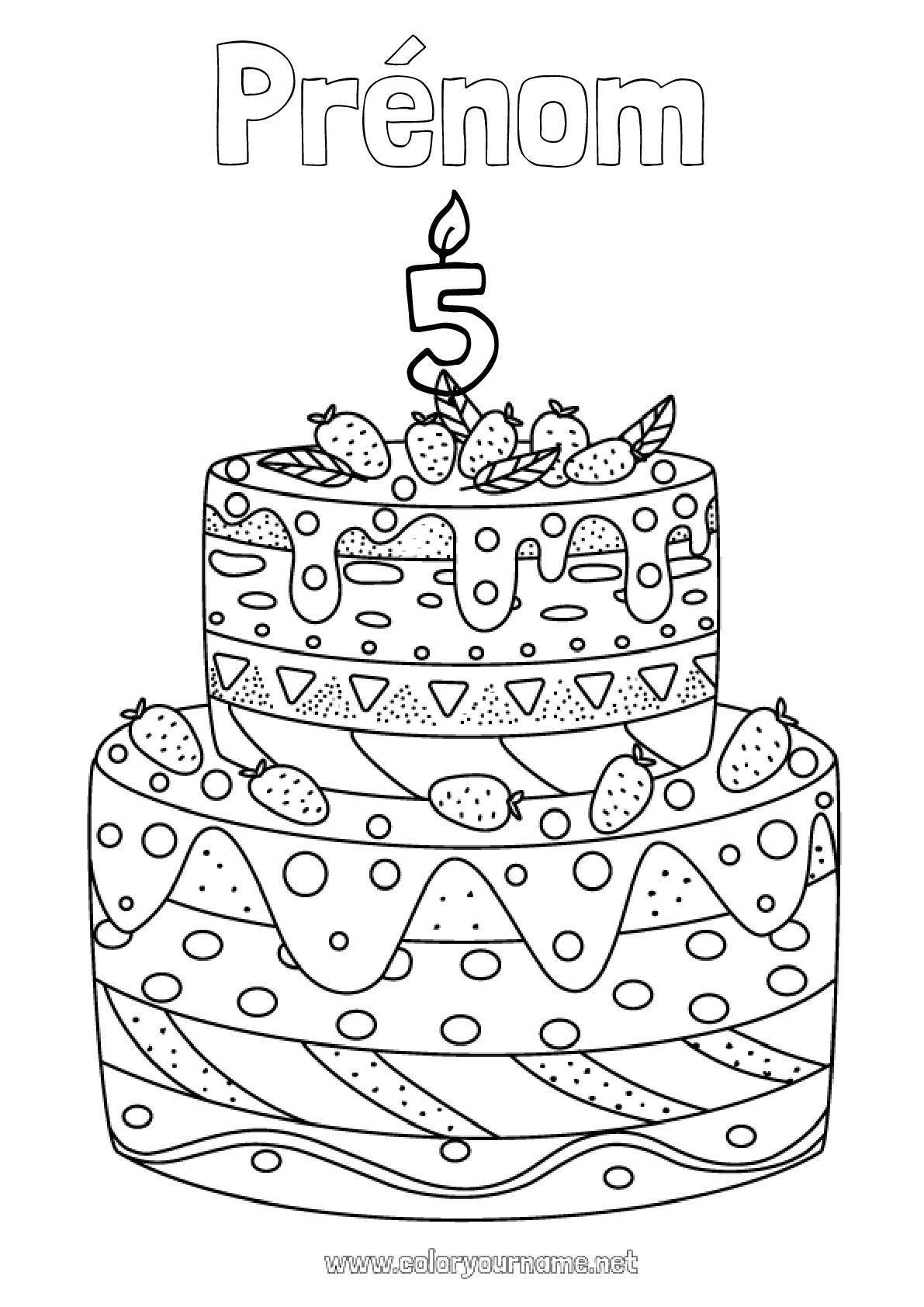 Coloriage n°198 - Bougie Gâteau Anniversaire