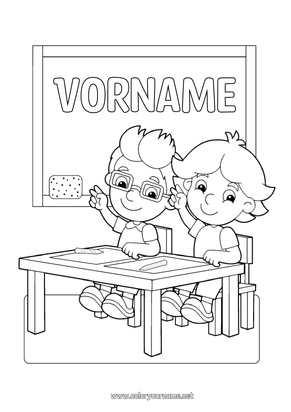 Malvorlage Nr.2793 - Klassentafel Klassenzimmer Schüler