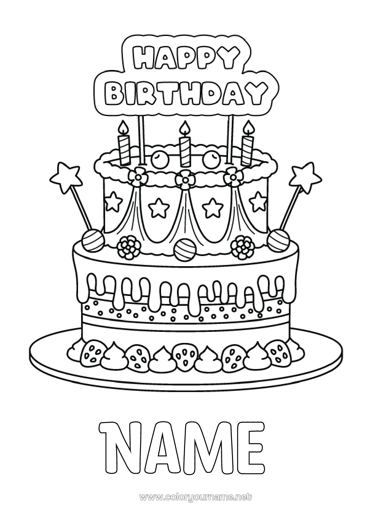 Coloring page No.2794 - Candle Cake Birthday