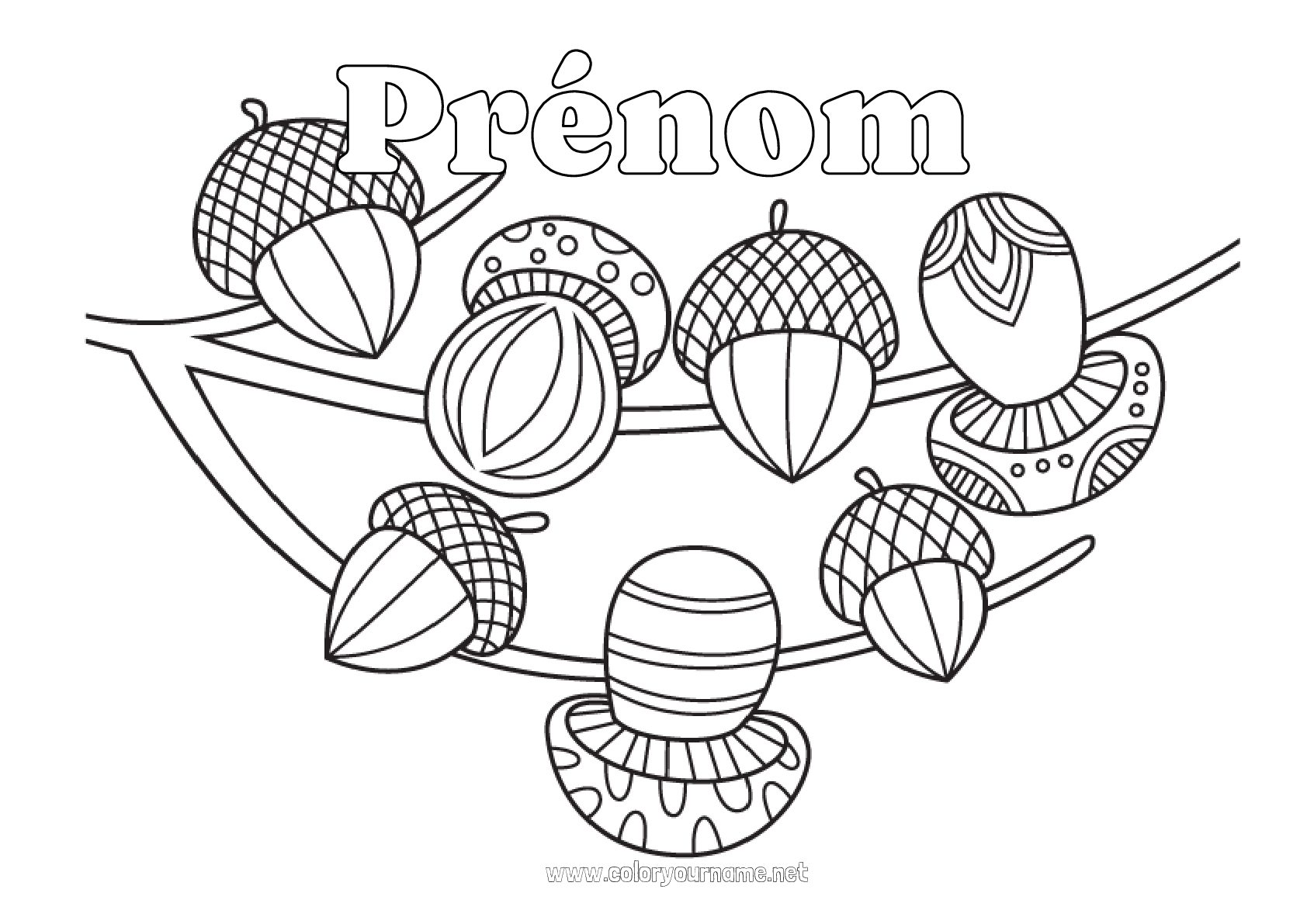 Coloriage n°2802 - Automne Champignon Gland