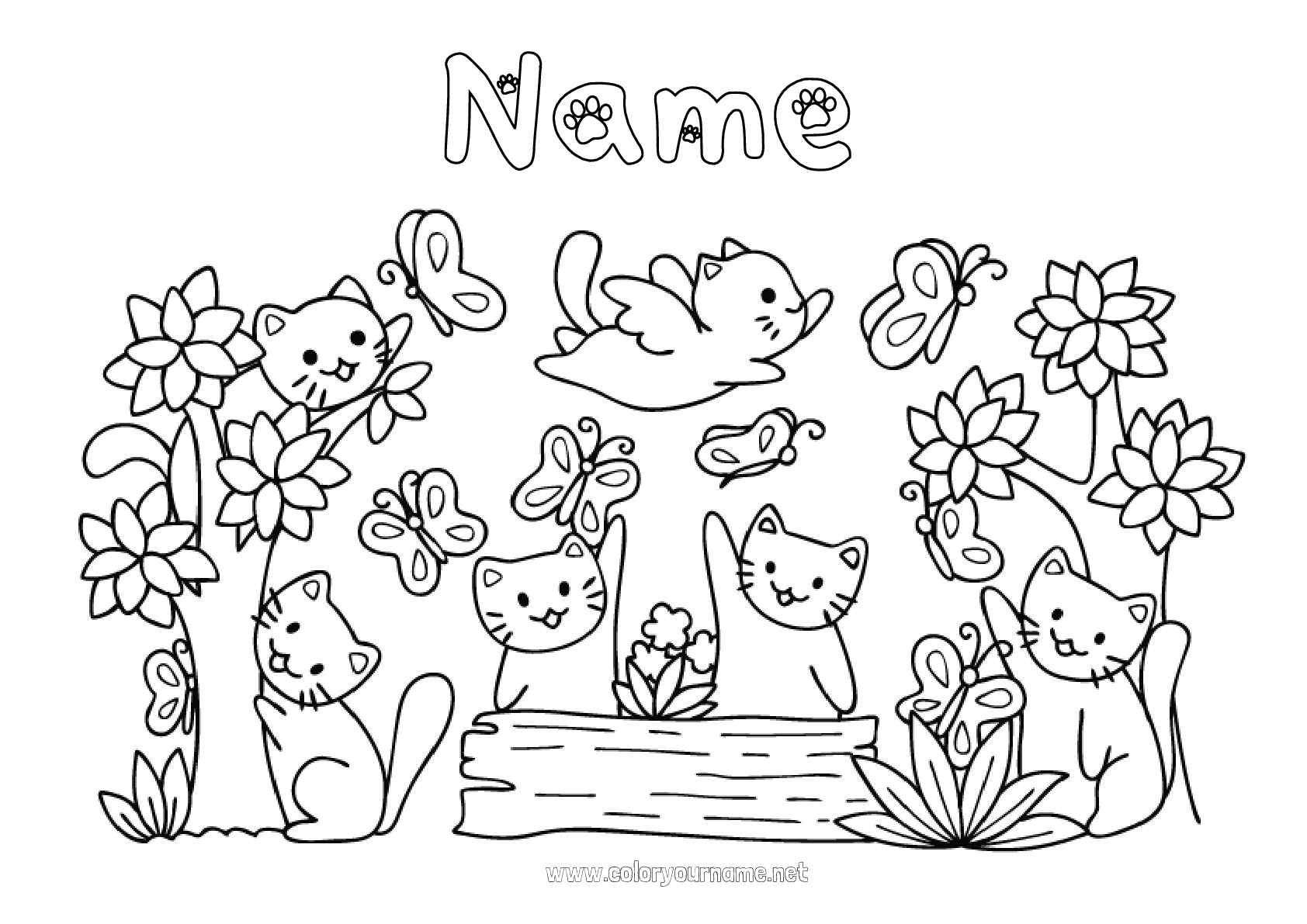 Coloring page No.2812 - Flowers Cat Animal