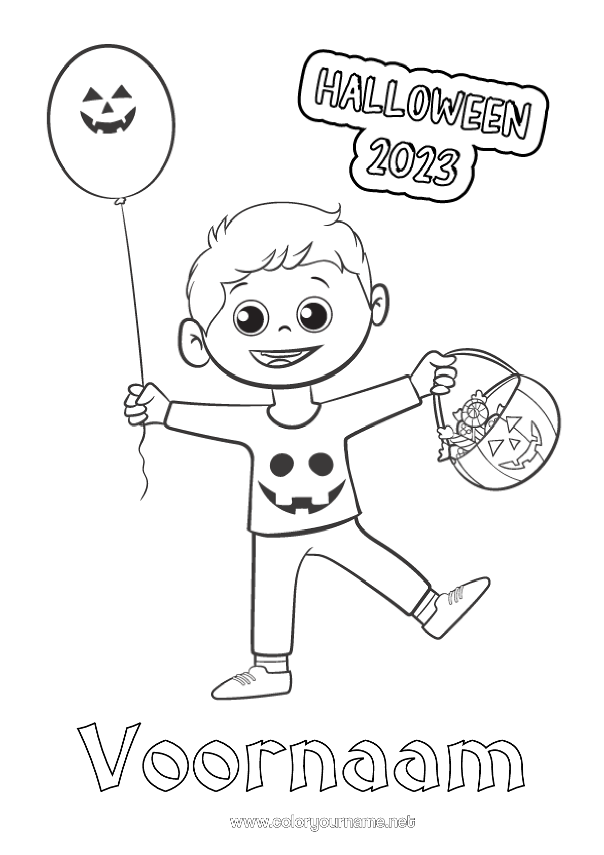 Kleurplaat nr.2818 - Snoep of een spreuk? Halloween Jongen