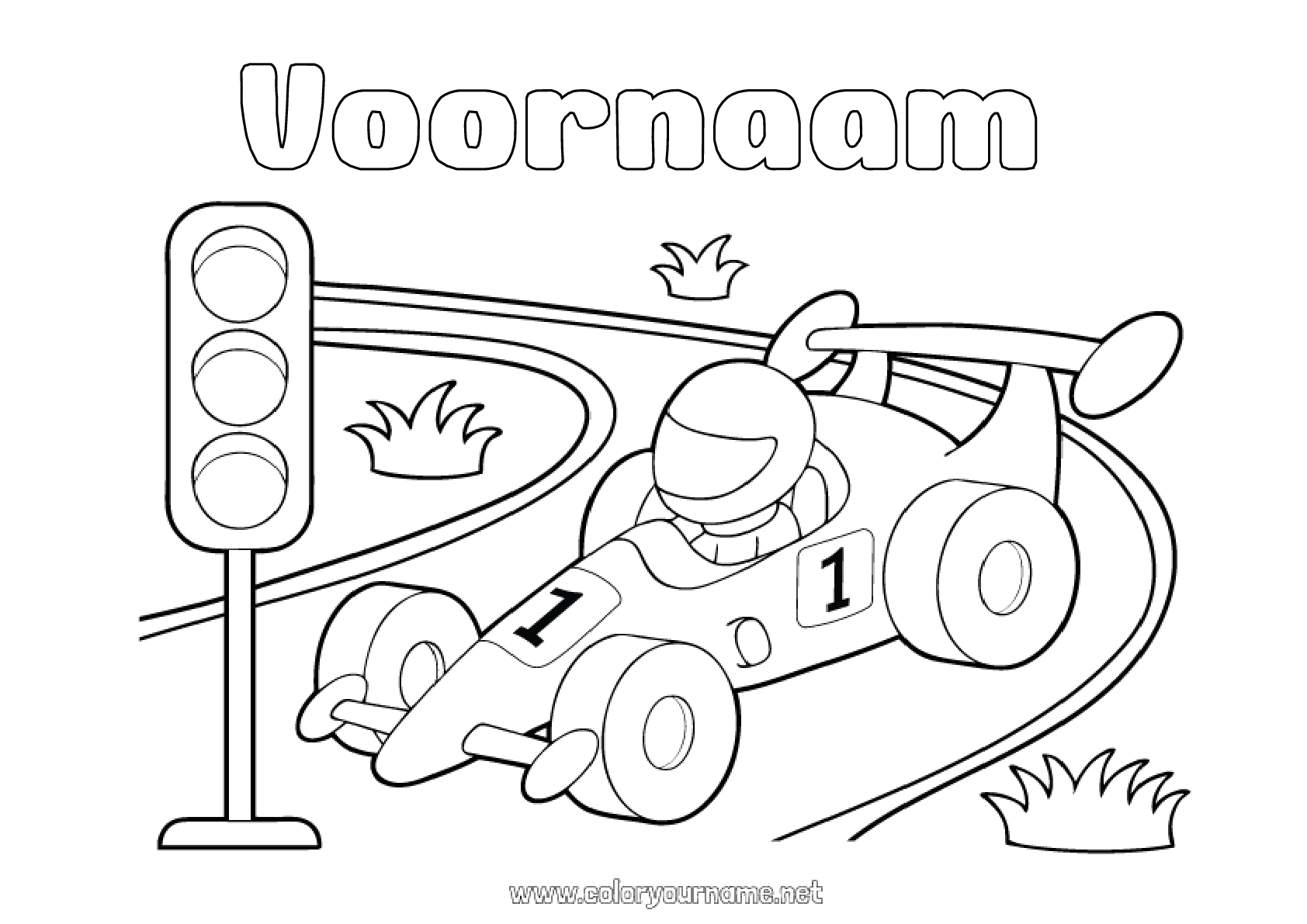 Kleurplaat nr.2824 - Voertuigen Formule 1 Race