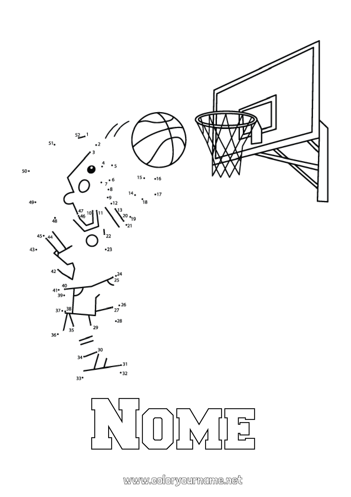 Pagina da colorare n.2843 - Numero Attività per Bambini Punti da unire