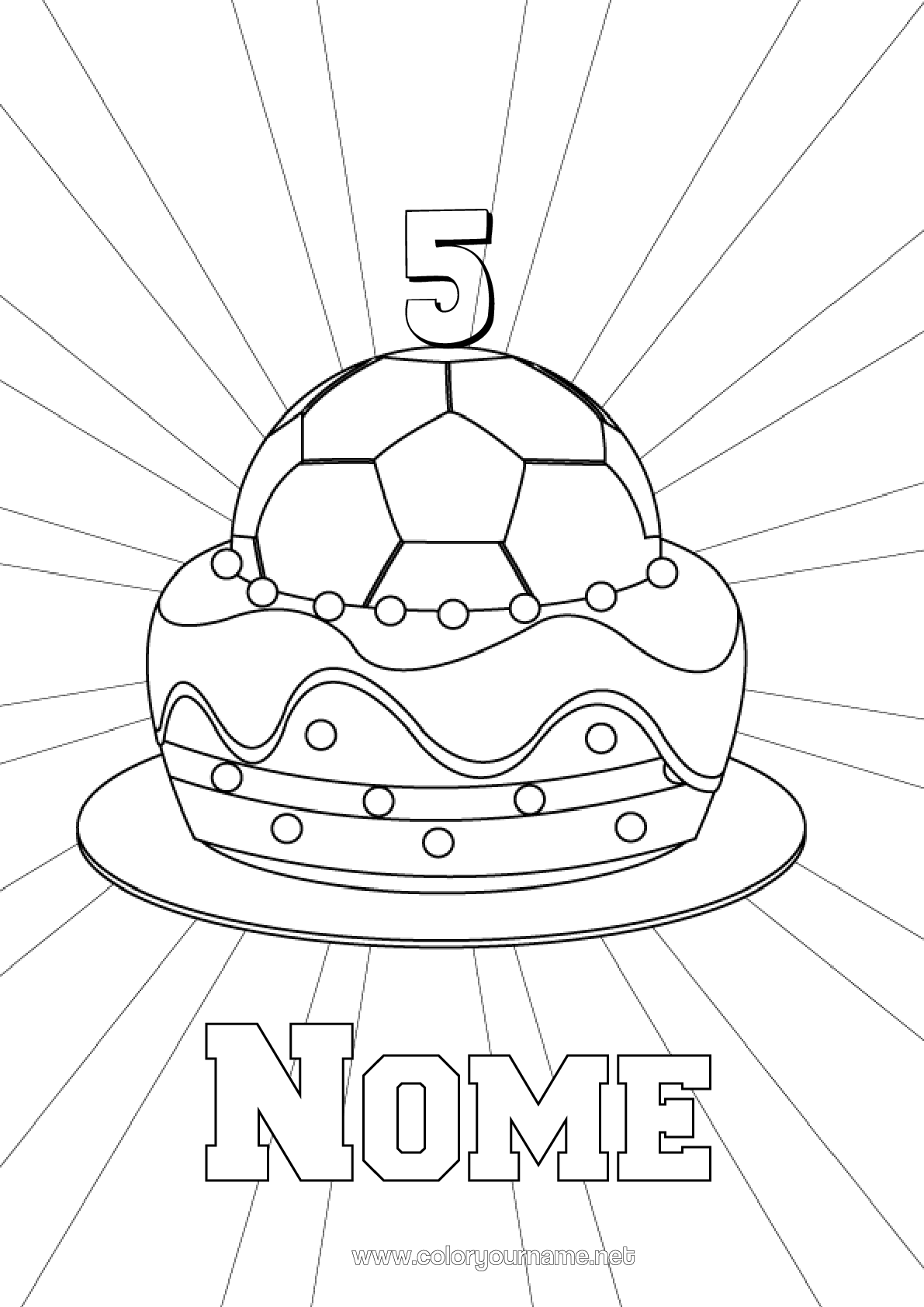 Pagina da colorare n.2845 - Torta Calcio Palla da calcio