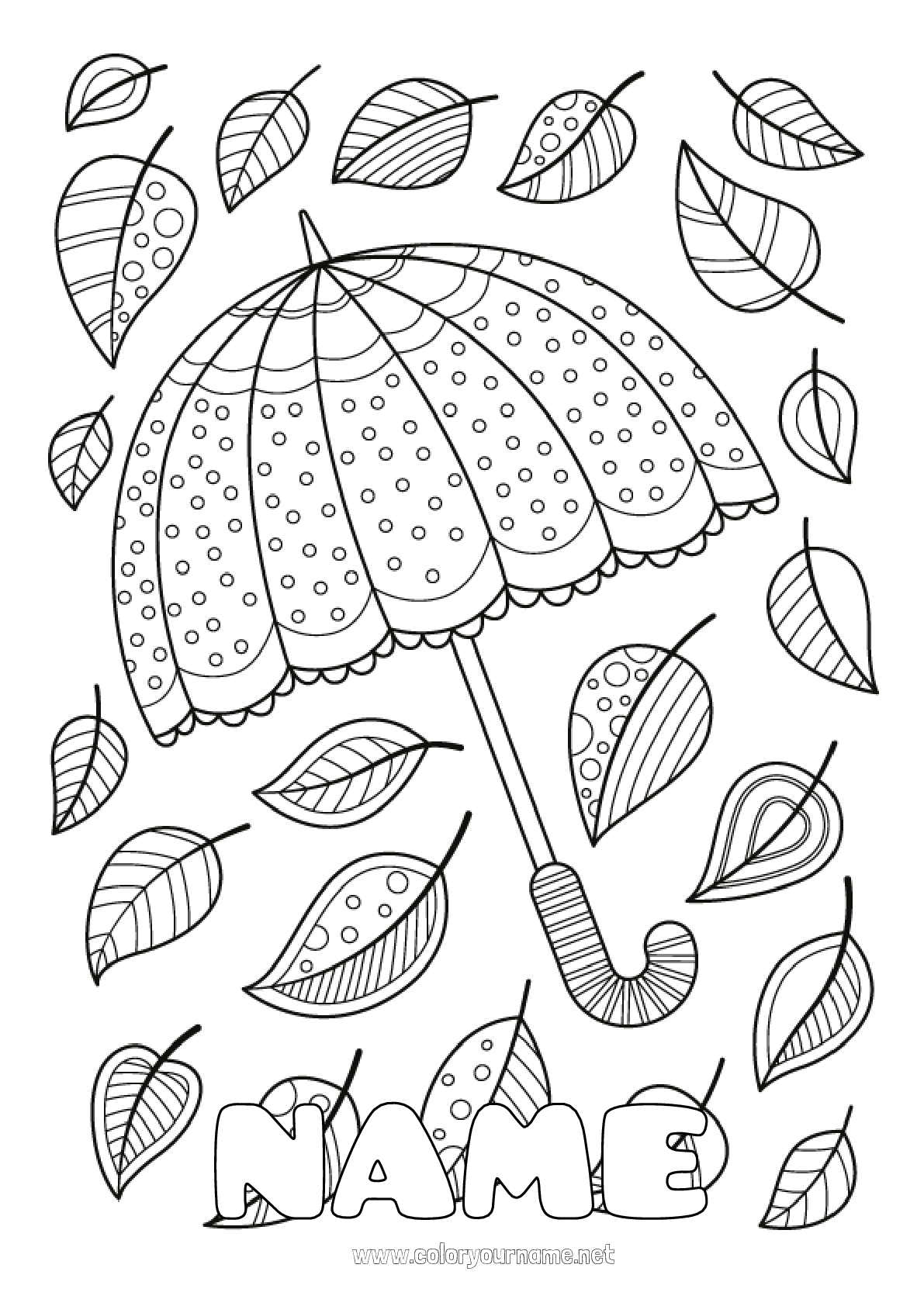 Coloring page No.2855 - Autumn Leaves Umbrella