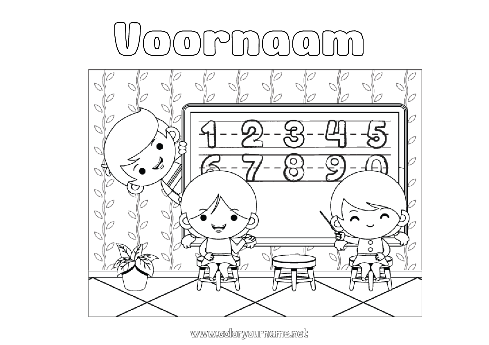 Kleurplaat nr.2859 - Getal Terug naar school Schoolbord