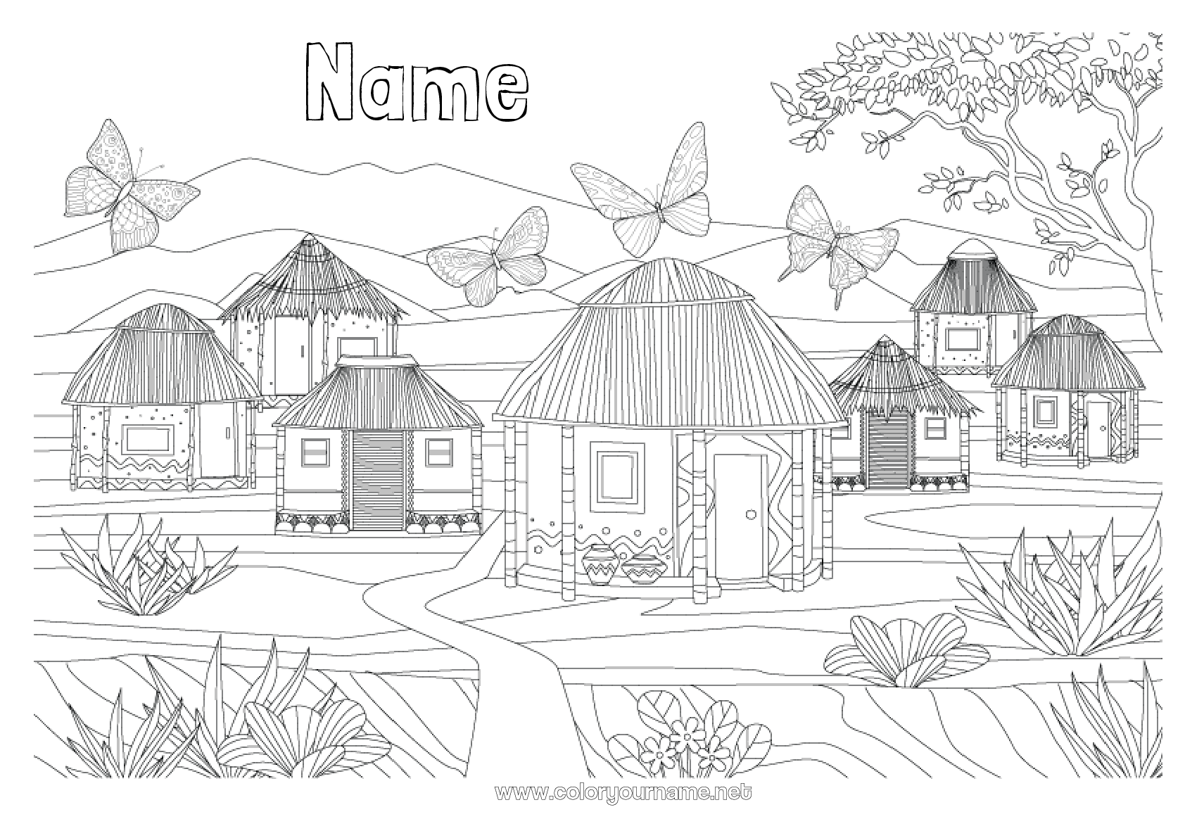 Hut Coloring Pages