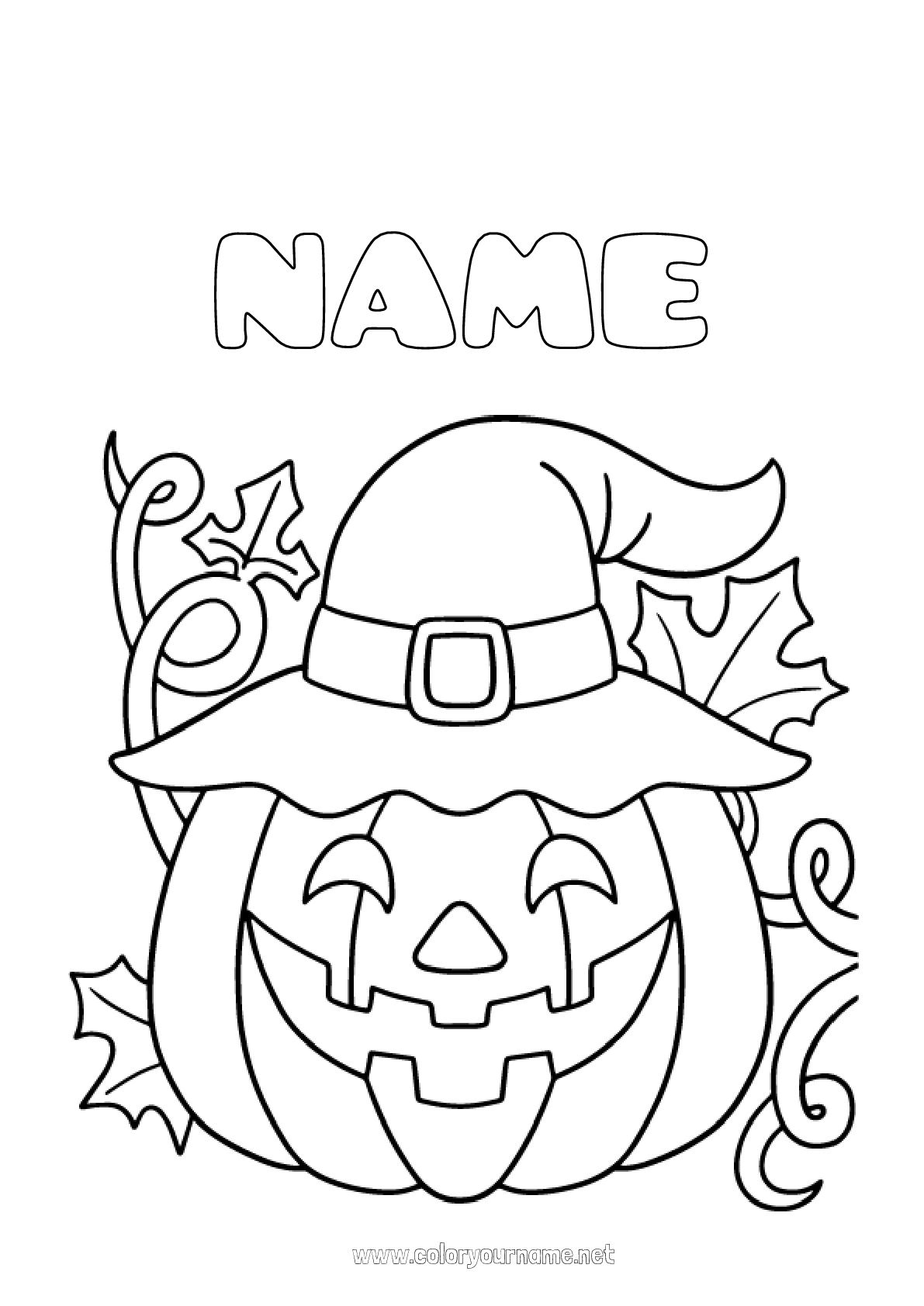 Coloring page No.2875 - Pumpkin Jack O'Lantern Hat