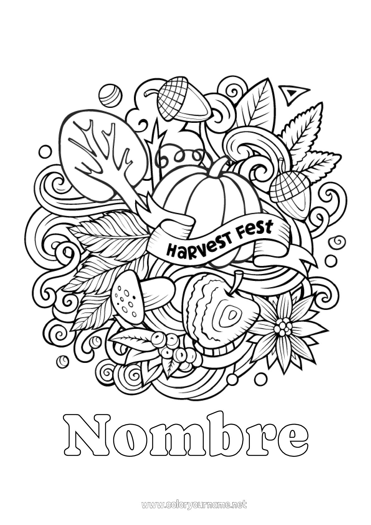 Nº de colorear 2900 - Calabaza Otoño Champiñone