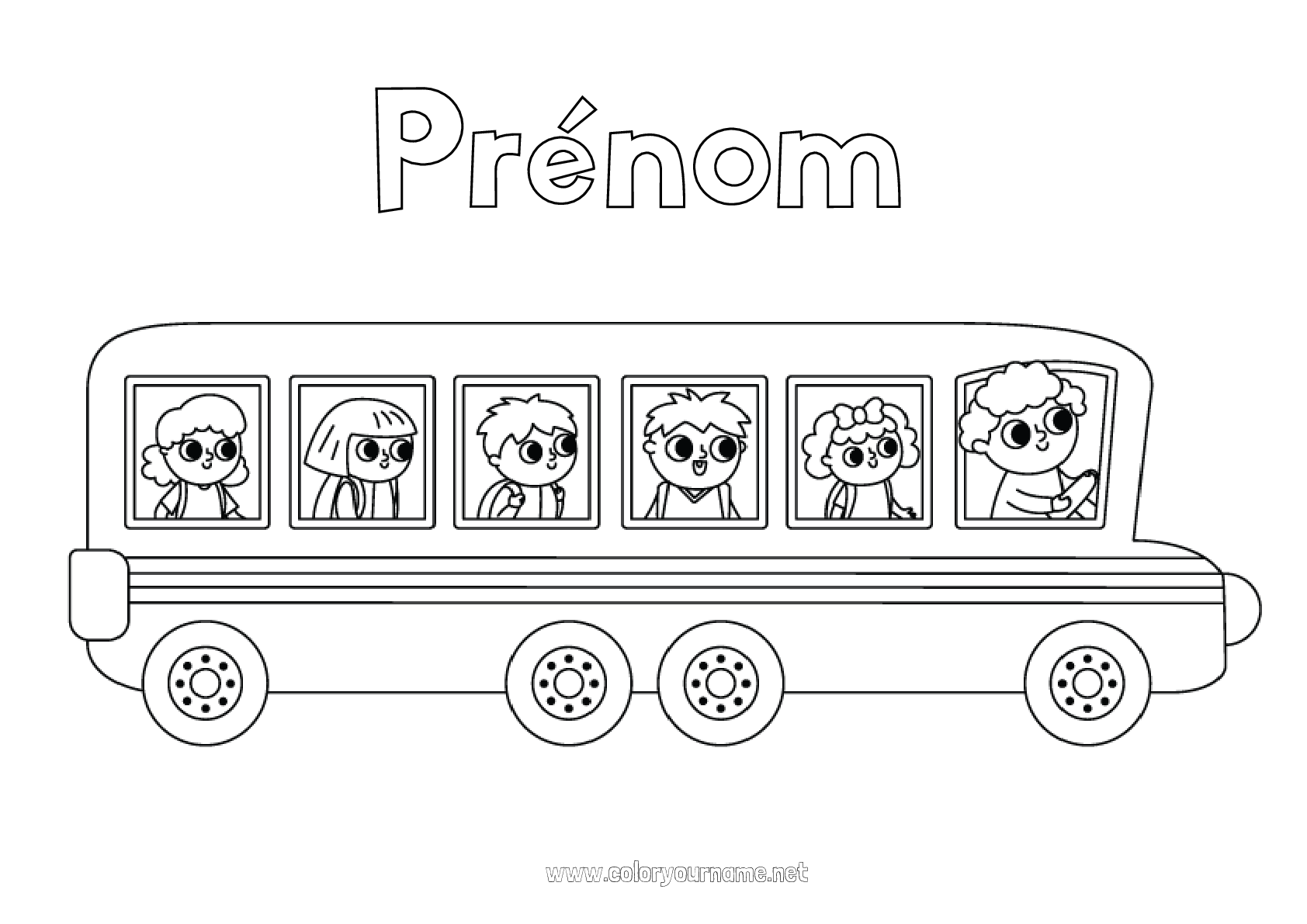 Coloriage n°2925 - Véhicules Bus, car Transport en commun terrestres