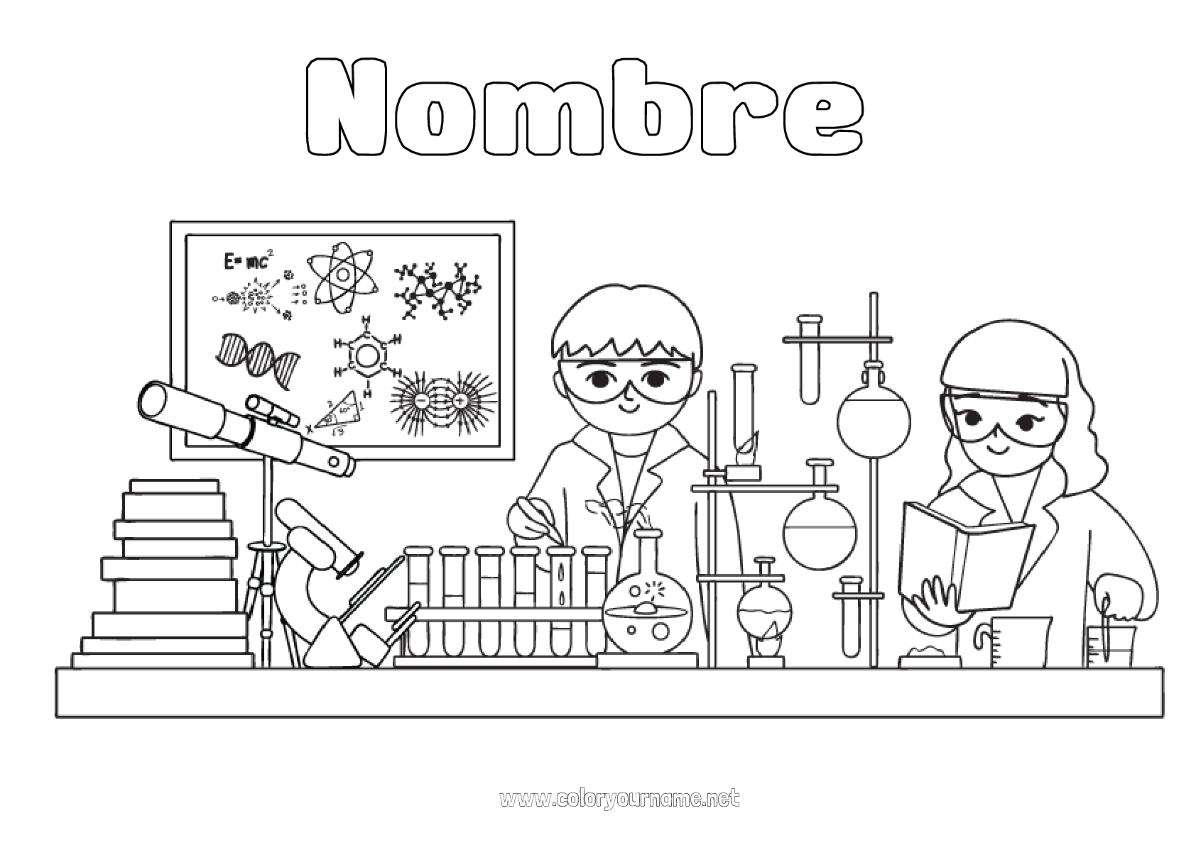 Nº de colorear 2937 - Carreras de exploración Salón de clases Científico