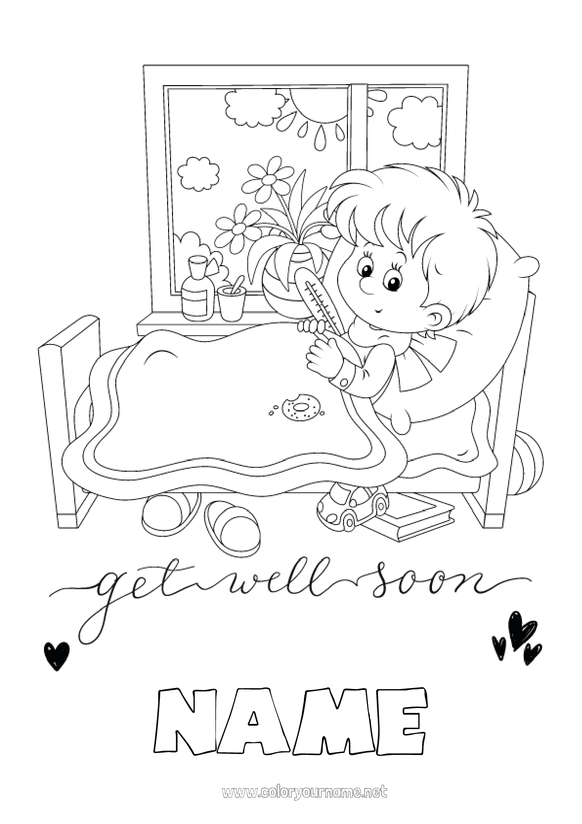 Get well soon! : 25 free customizable coloring pages to print - Page 3