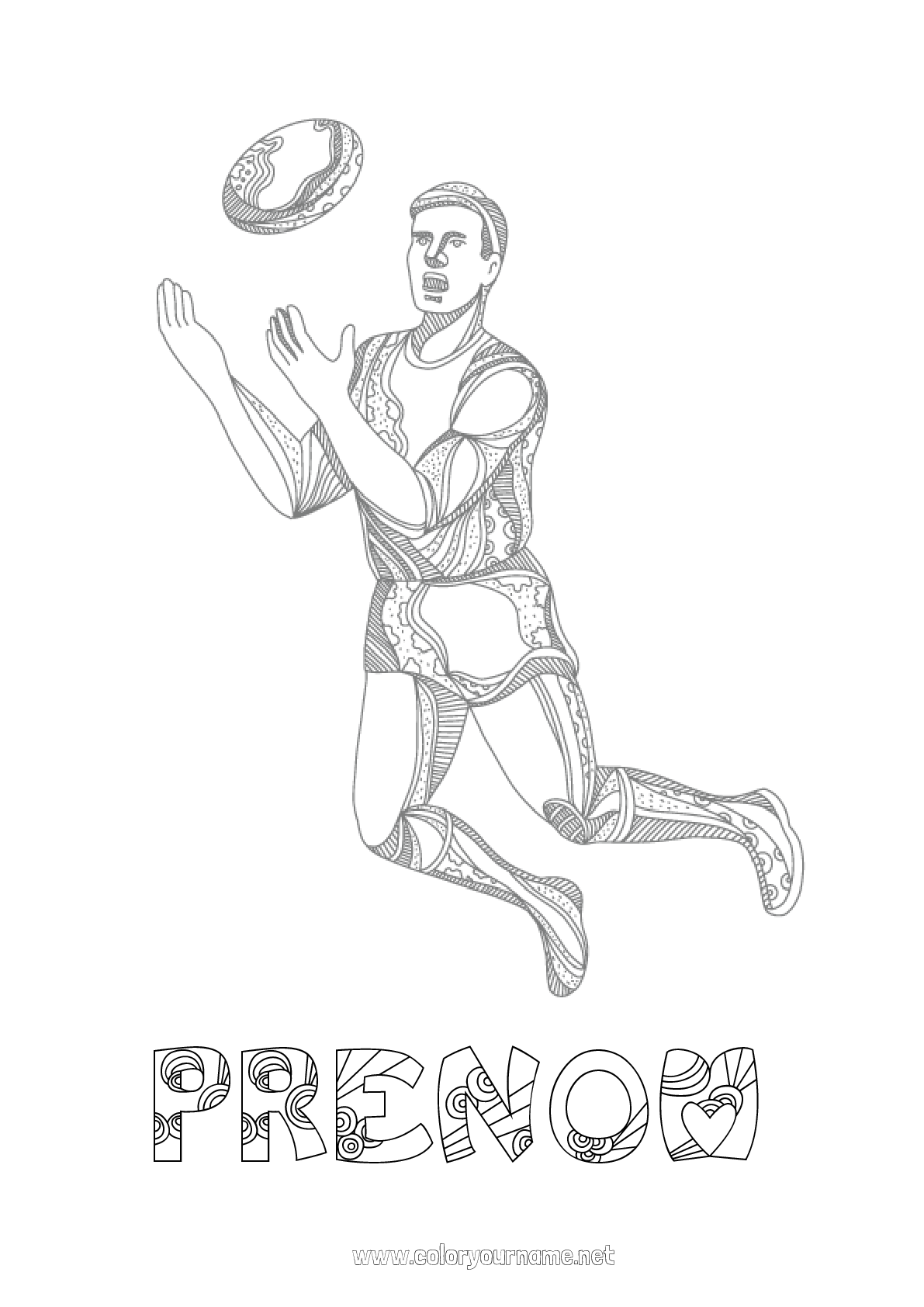 Coloriage n°2954 - Sport Rugby Ballon de rugby