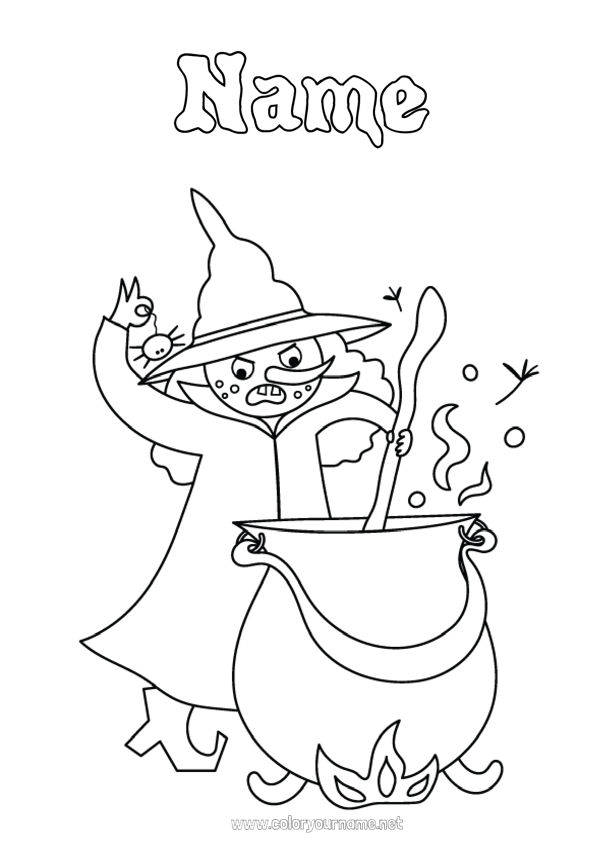 Coloring page No.2973 - Witch Magic pot Halloween
