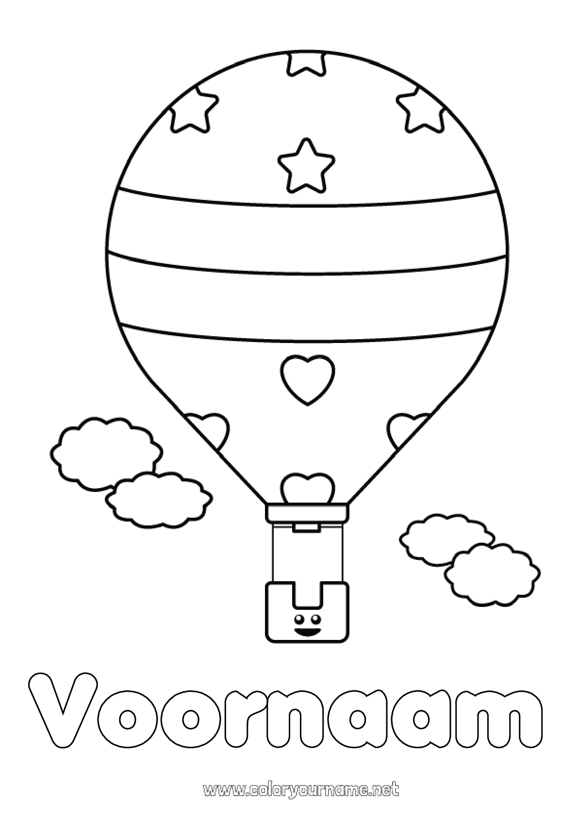 Kleurplaat nr.2998 - Voertuigen Luchtballon Eenvoudige kleurplaten