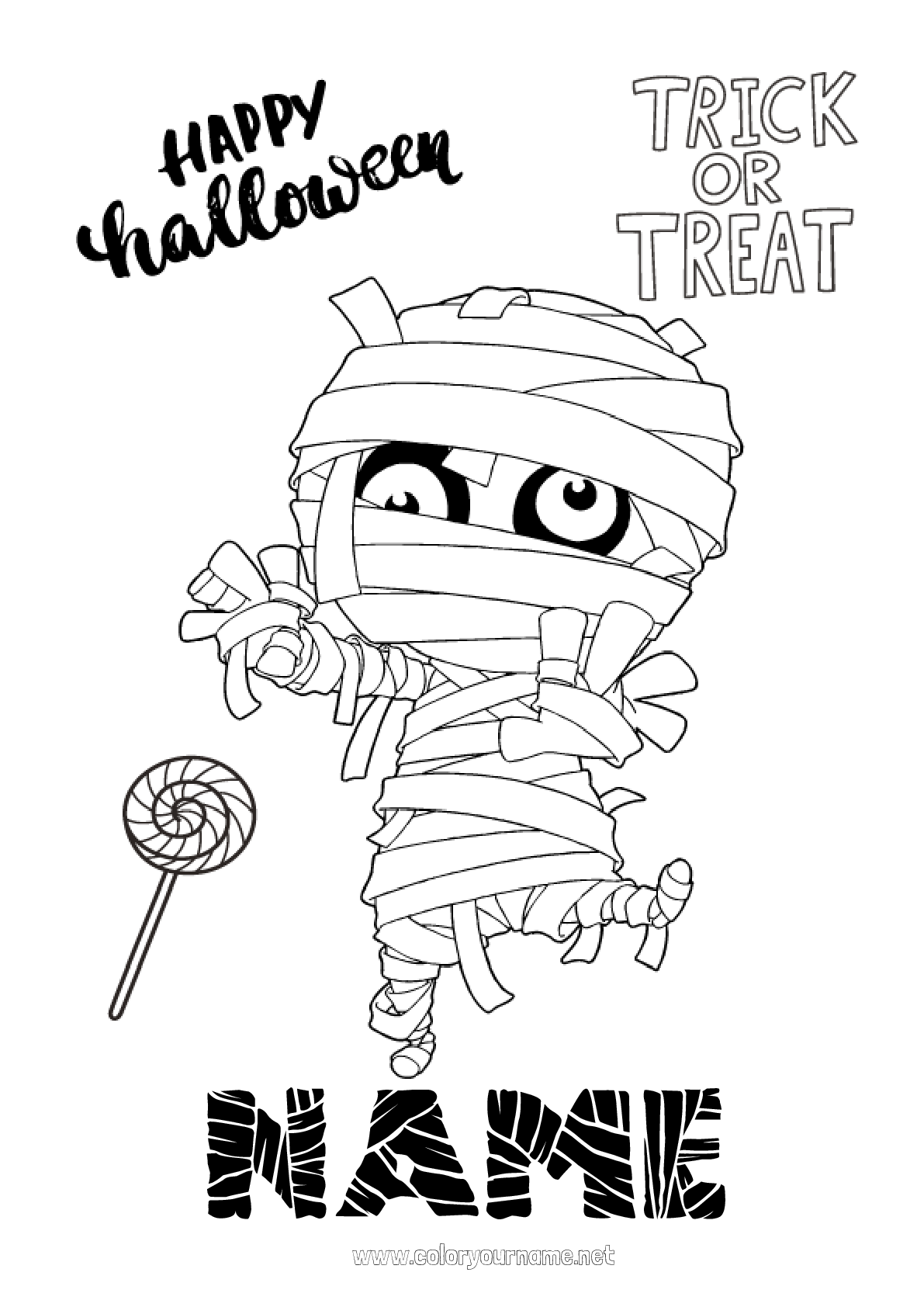 Coloring page No.29 - Monster Mummy Trick or treat