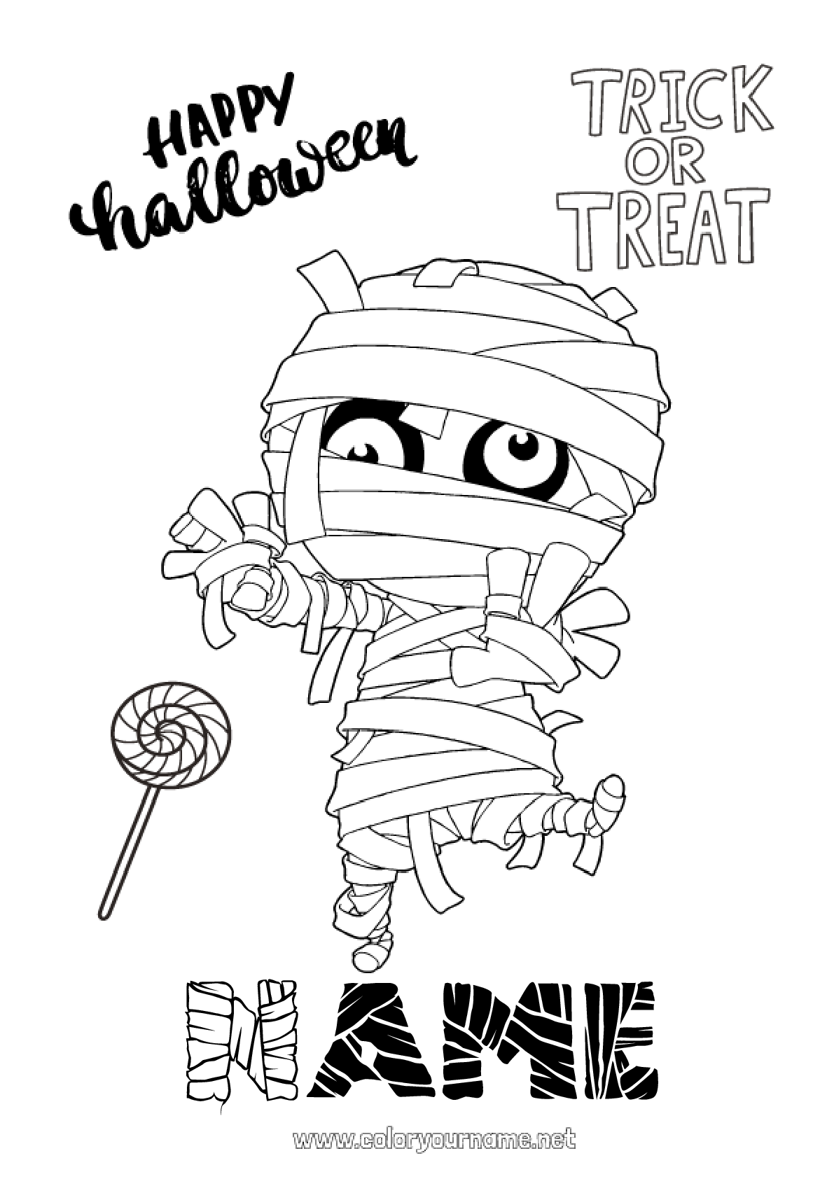 Cute Halloween Mummy Coloring Pages