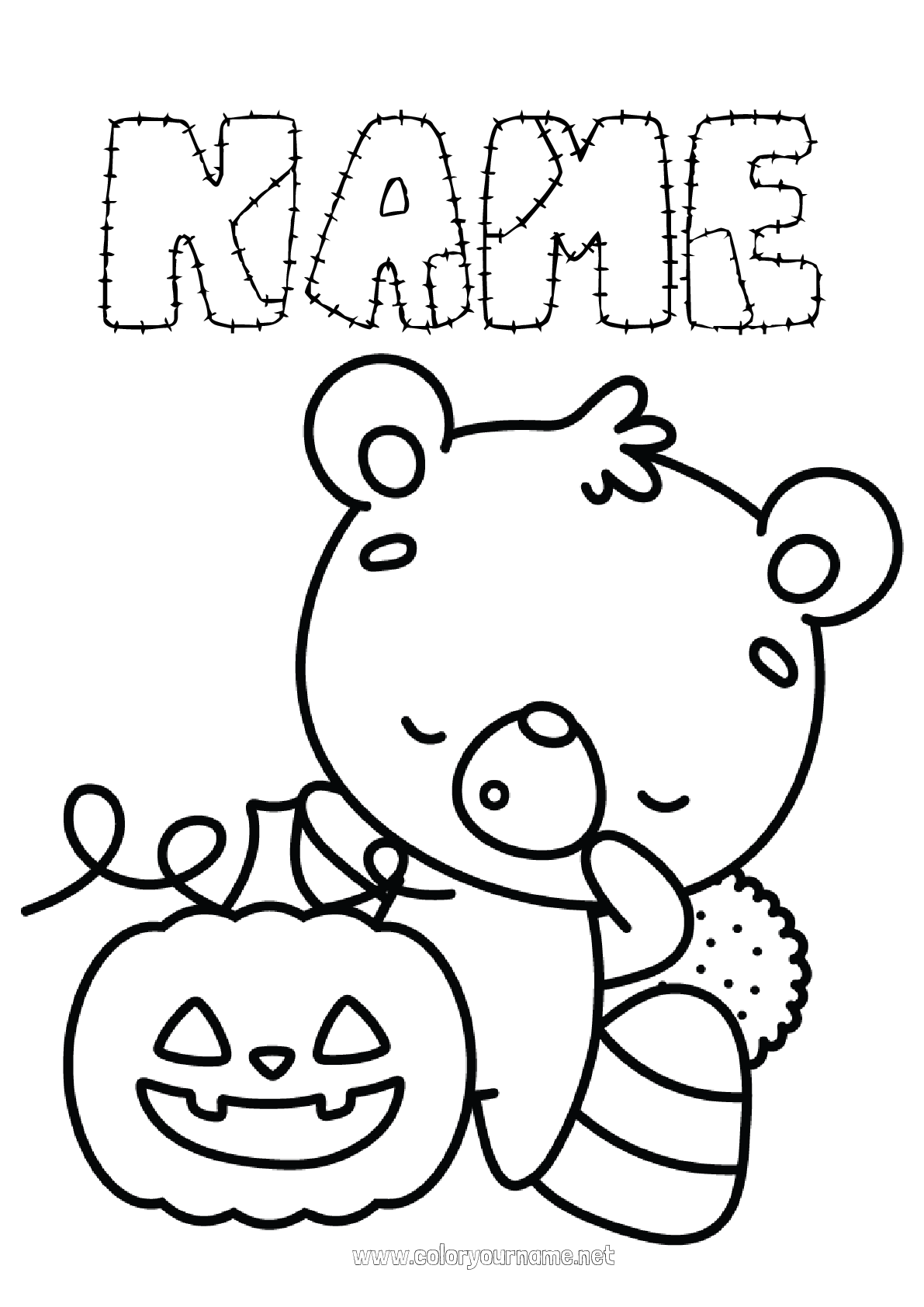 Coloring page No.2 - Pumpkin Bear Cute